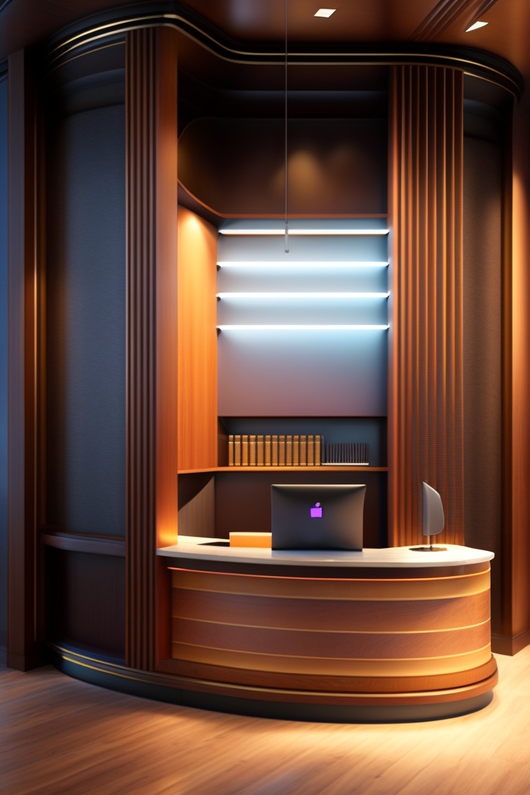 Lexica - Reception desk from wood, marble, blocks