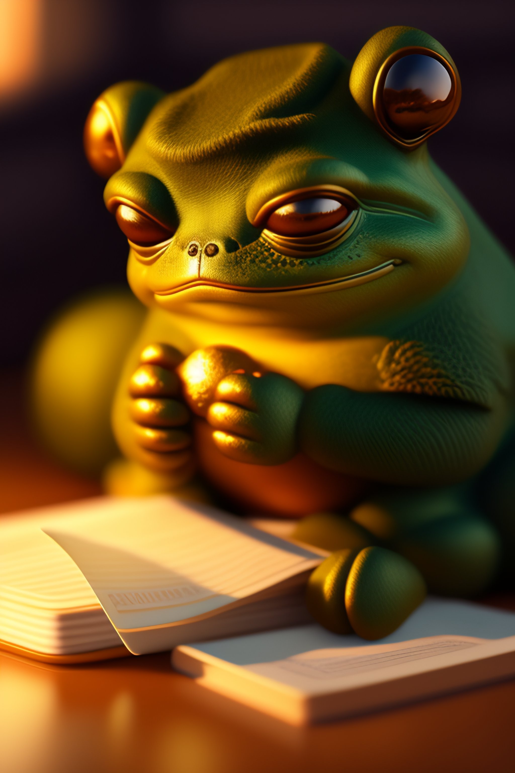 Lexica - An exhausted pepe the frog commiting tax fraud, paperwork ...