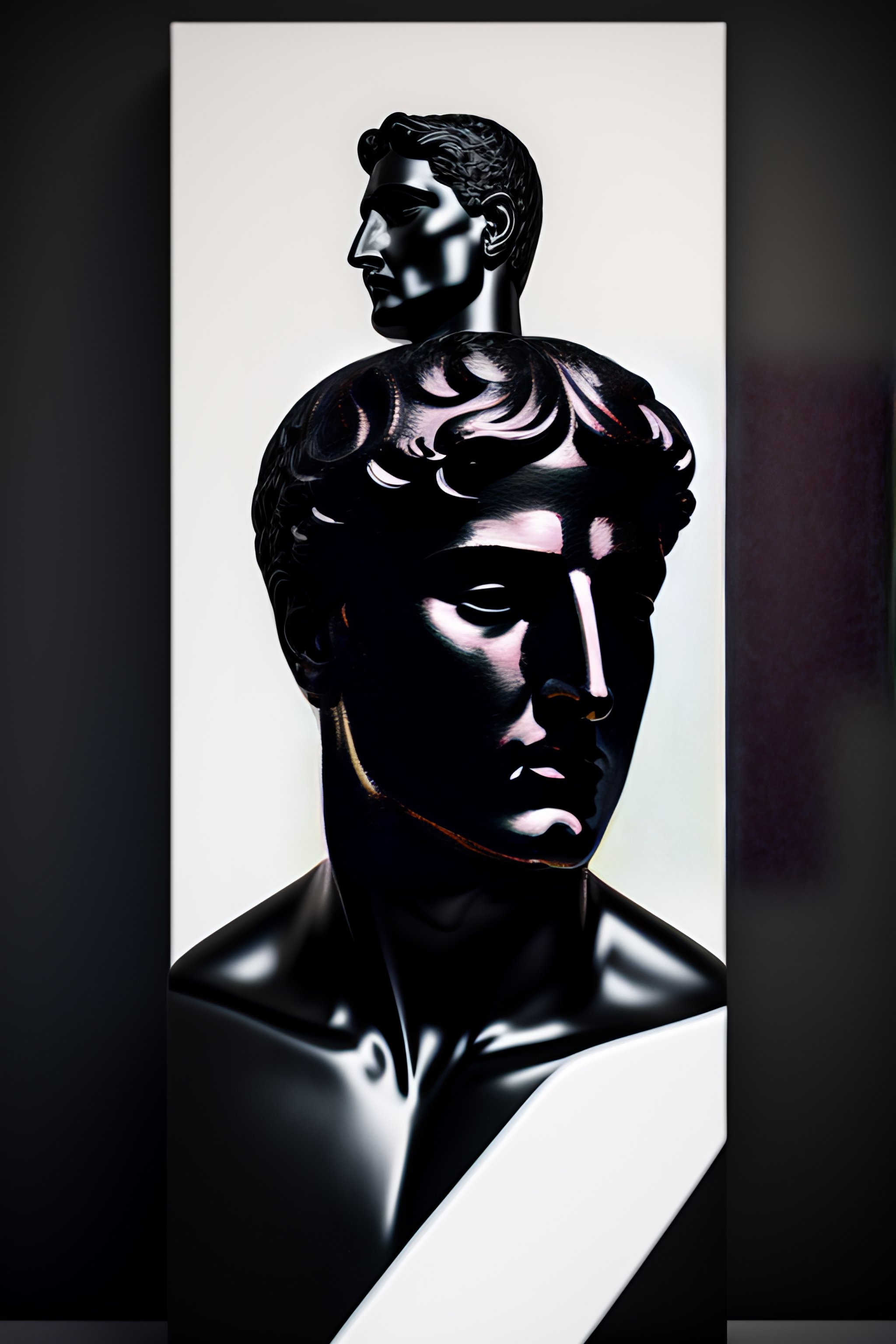 Lexica - A portrait of a roman statue man painted in black with a white ...