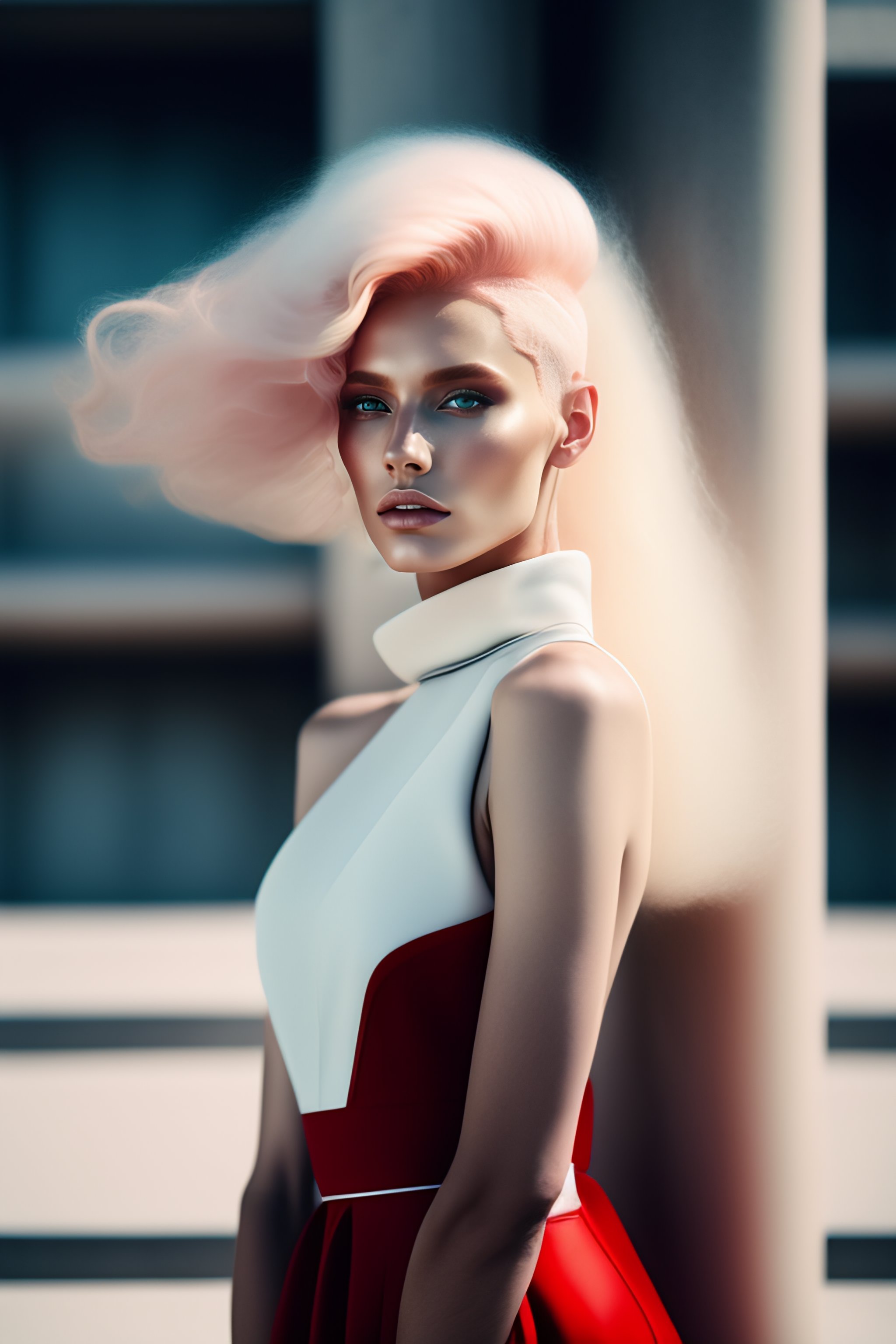 Lexica - Portrait of haute couture beautiful albino fashion model with ...