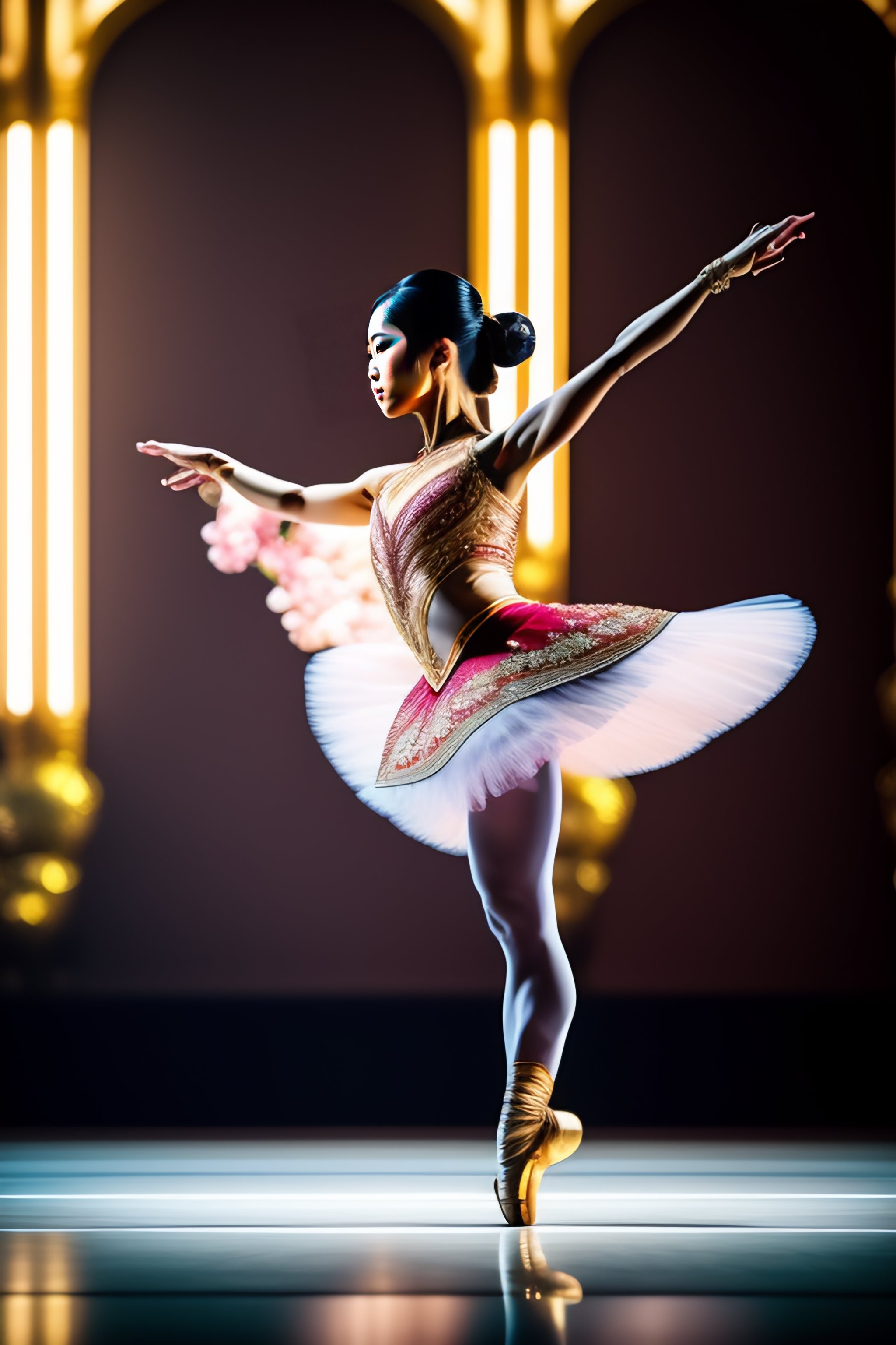 Lexica - Asian ballet dancer woman alone on a big stage, full body ...