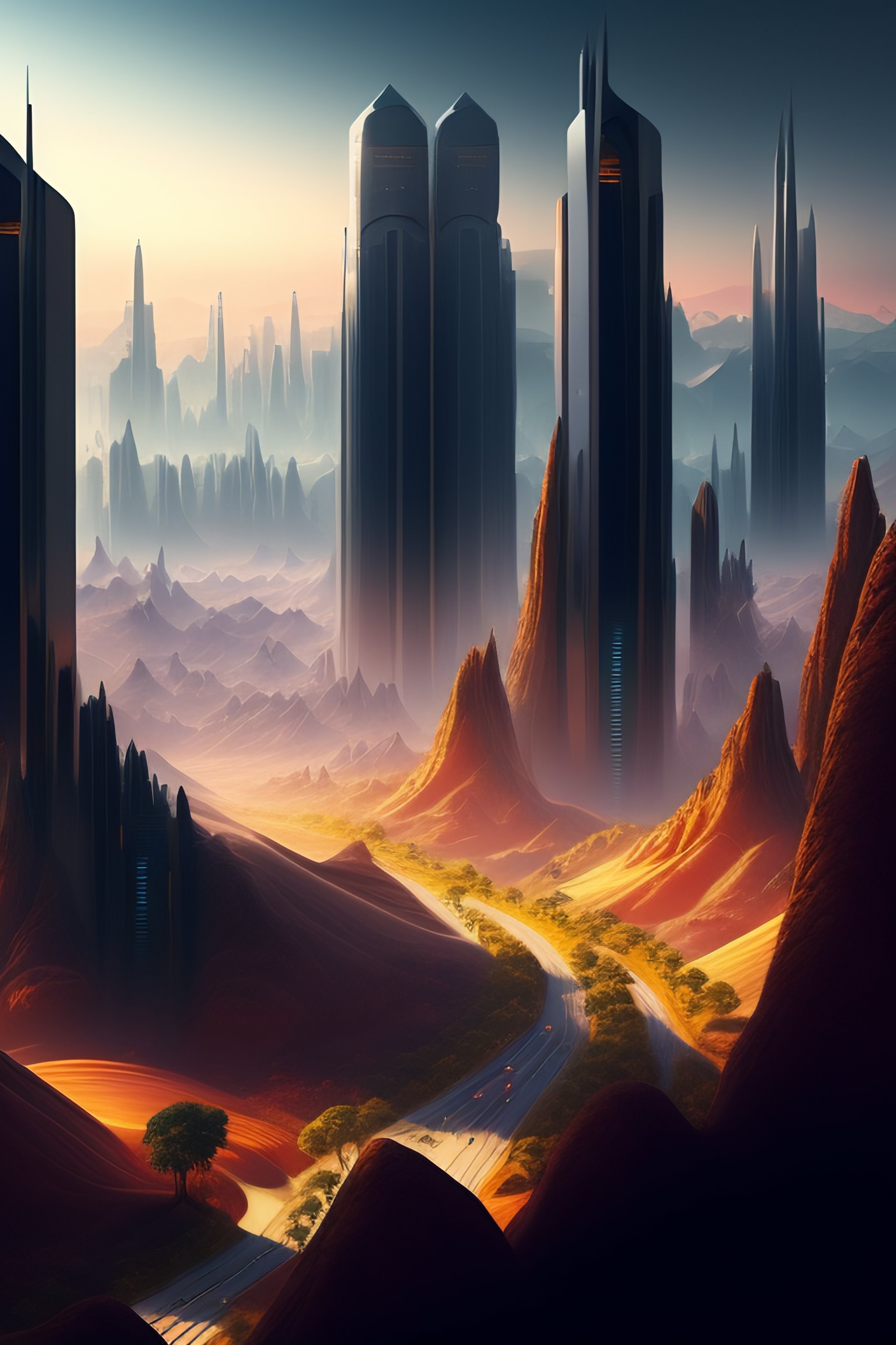 Lexica - Robotic landscape city