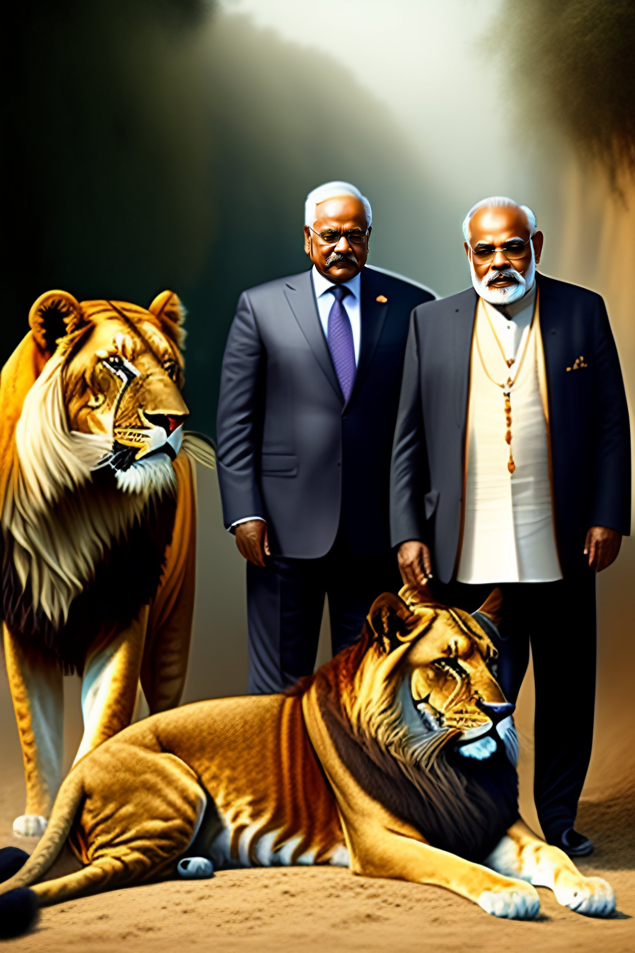 Lexica - Narendra Modi with lions