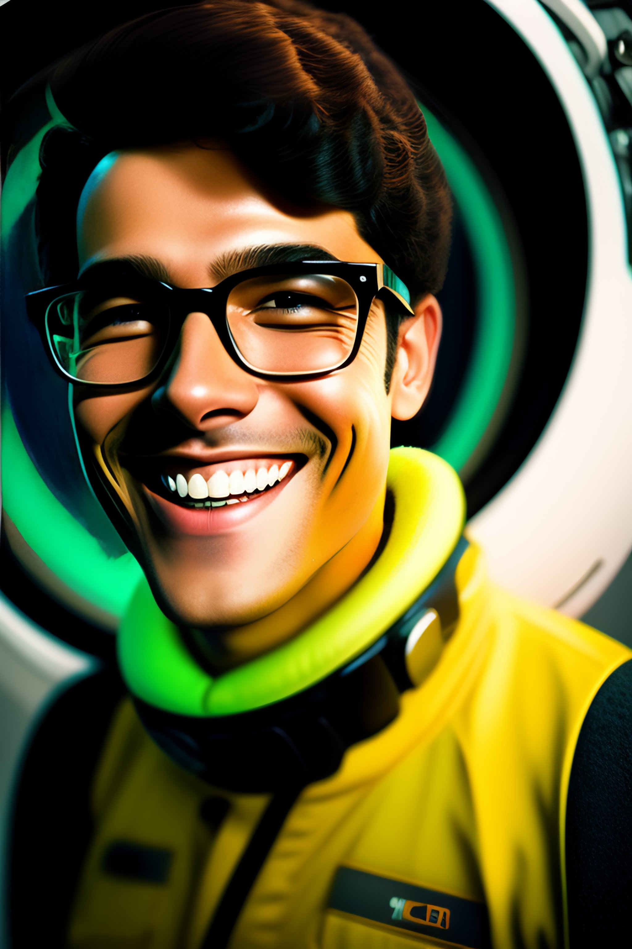 Lexica - 1984 pulp sci fi portrait of a nerd man with bad yellow oozing ...