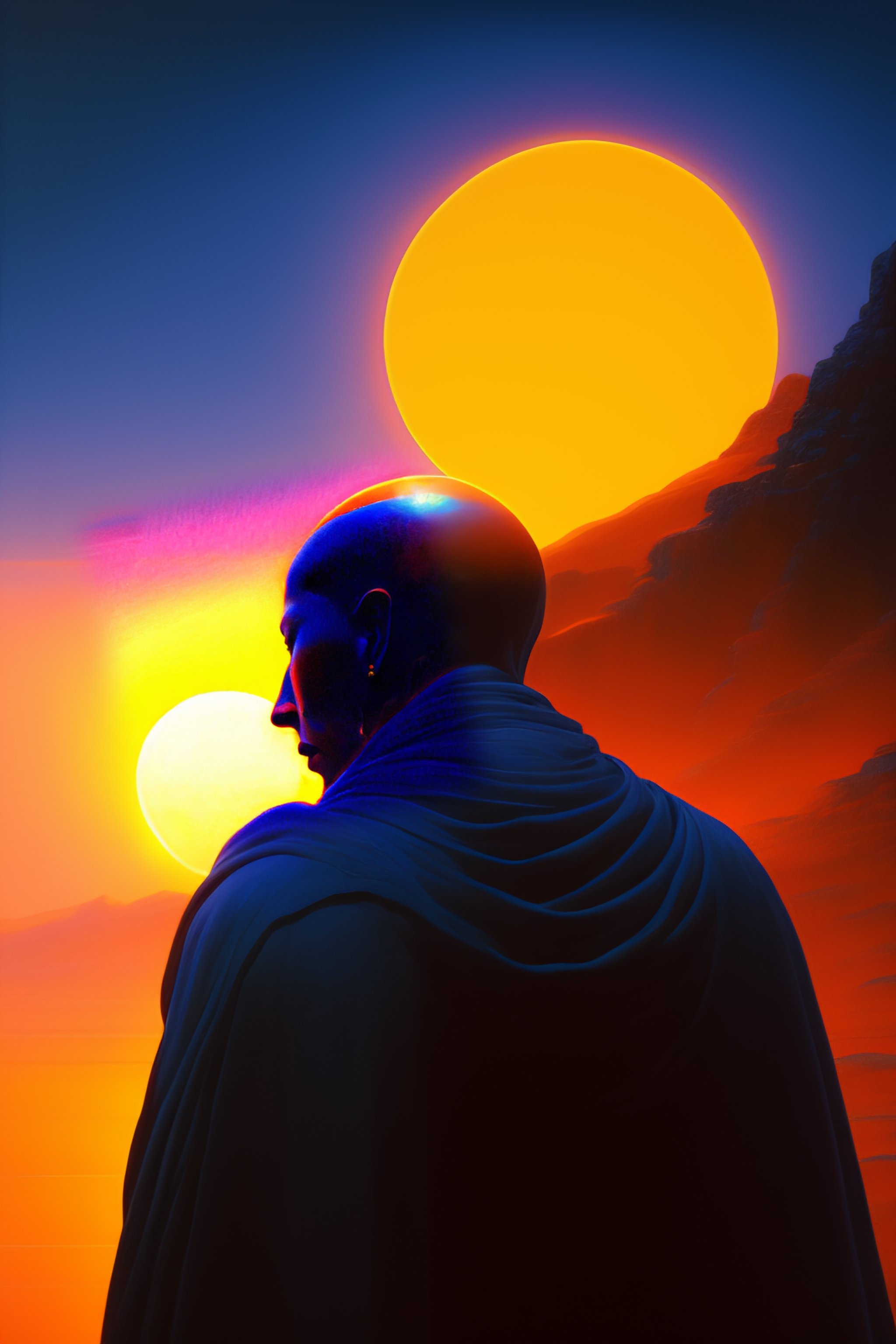 Lexica - A glowing sun monk god meditating in a empty void, fantasy ...