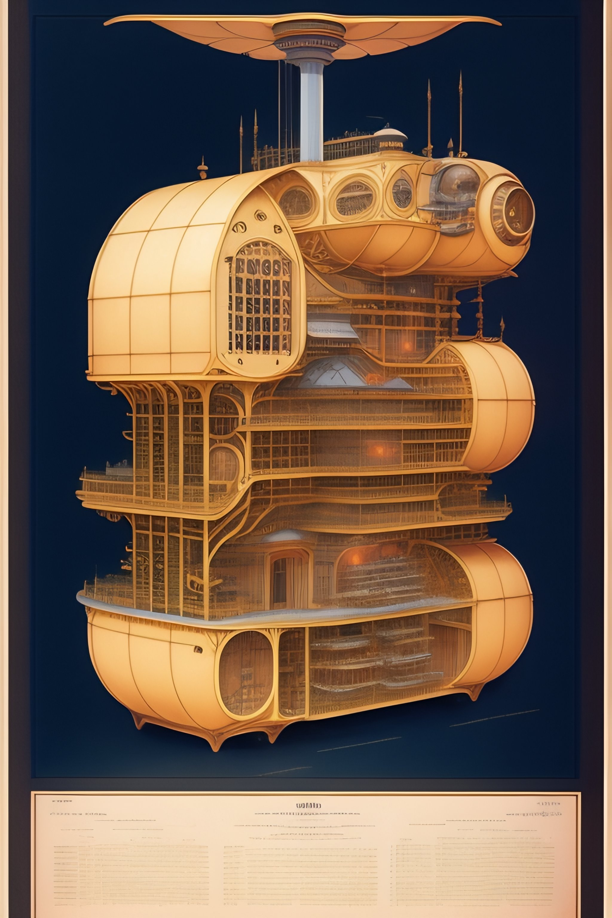 Lexica - A full page of a mechanical blueprint showing a simple cutaway ...