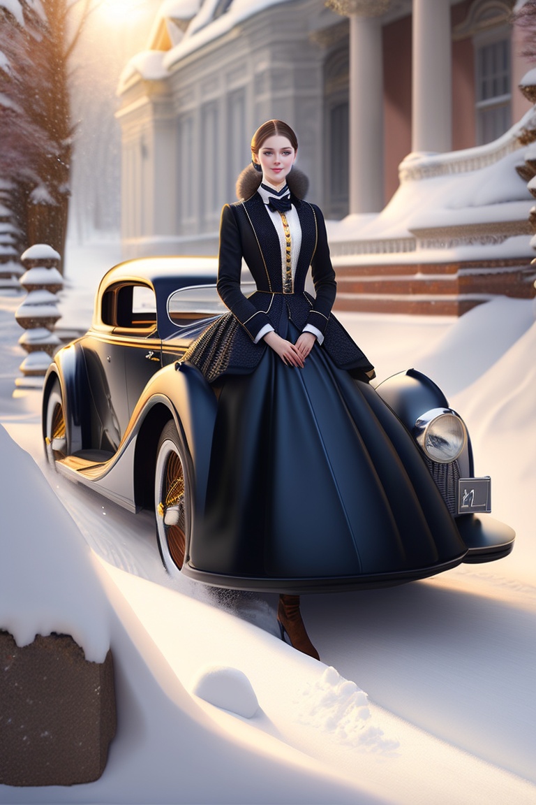 Lexica - A car of the 19th century, a girl in a tuxedo with a machine ...