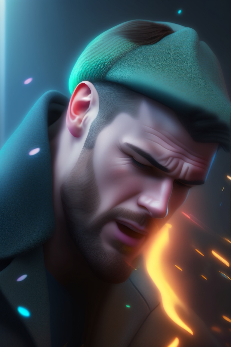 Lexica - Man in pain,crying for help,sinking into sadness,realistic 8k