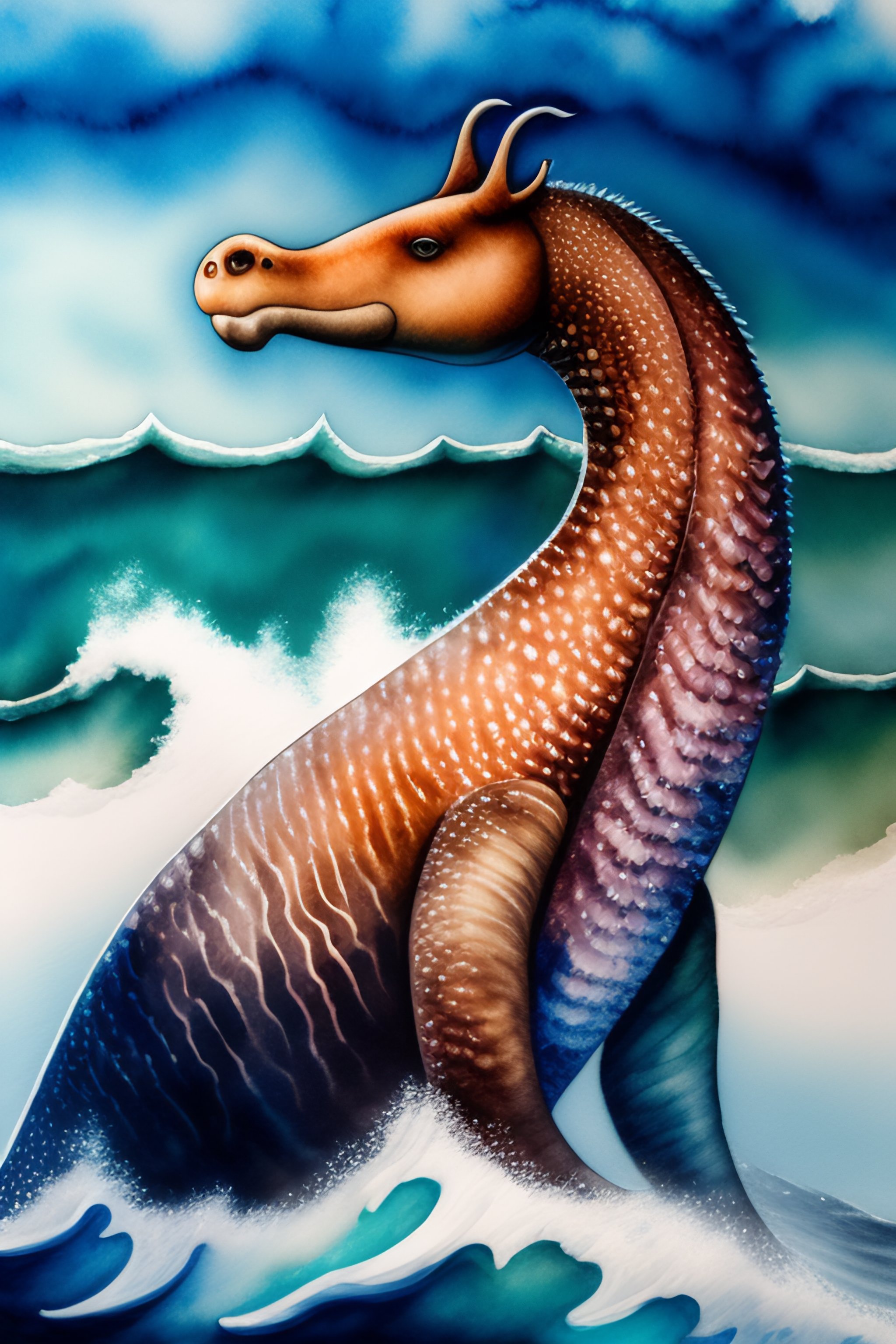 Lexica - Icelandic sea monster in water color and pencil