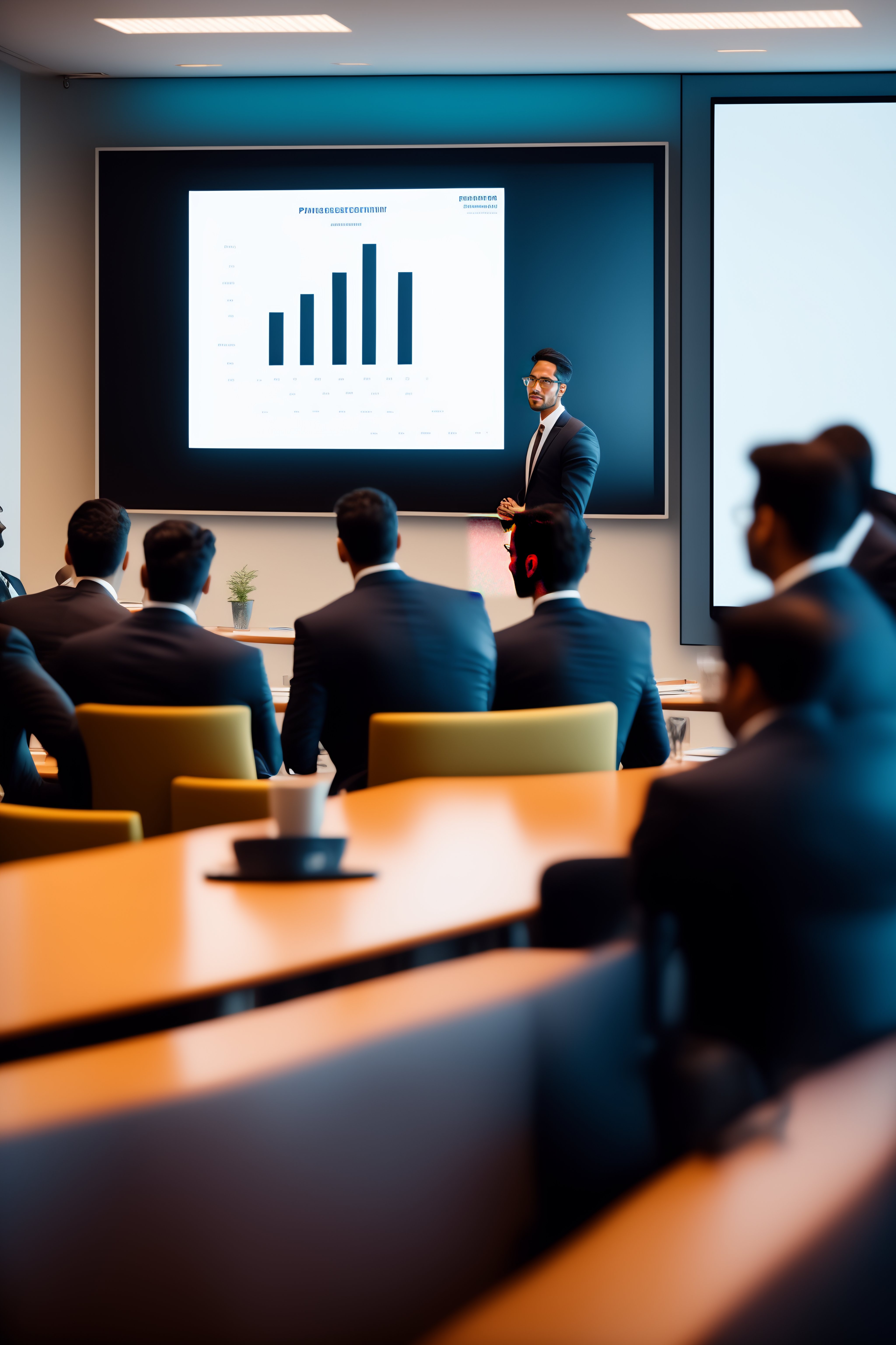 Lexica - Startup ceo presenting a pitchdeck in a corporate boardroom in ...