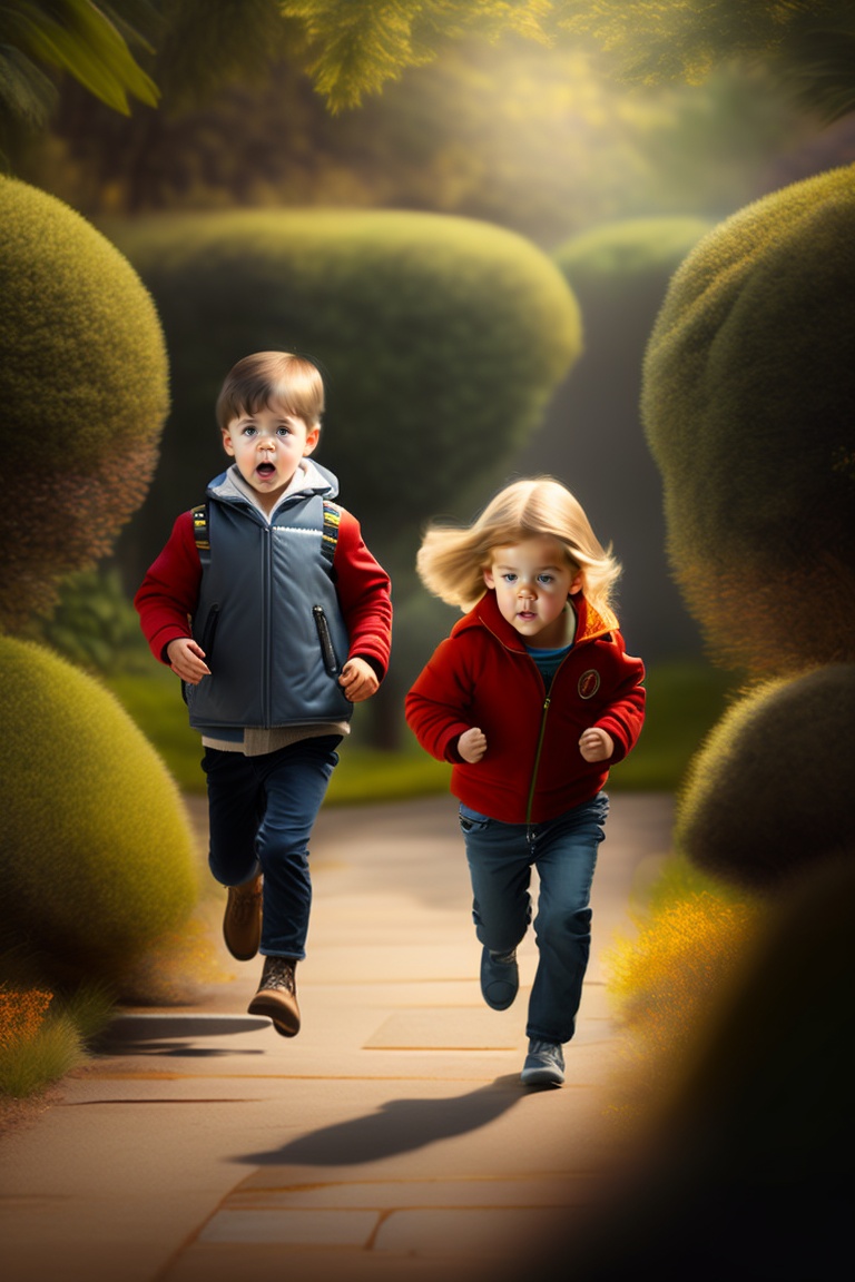 Lexica - Frightened Children: A picture of children running away in ...