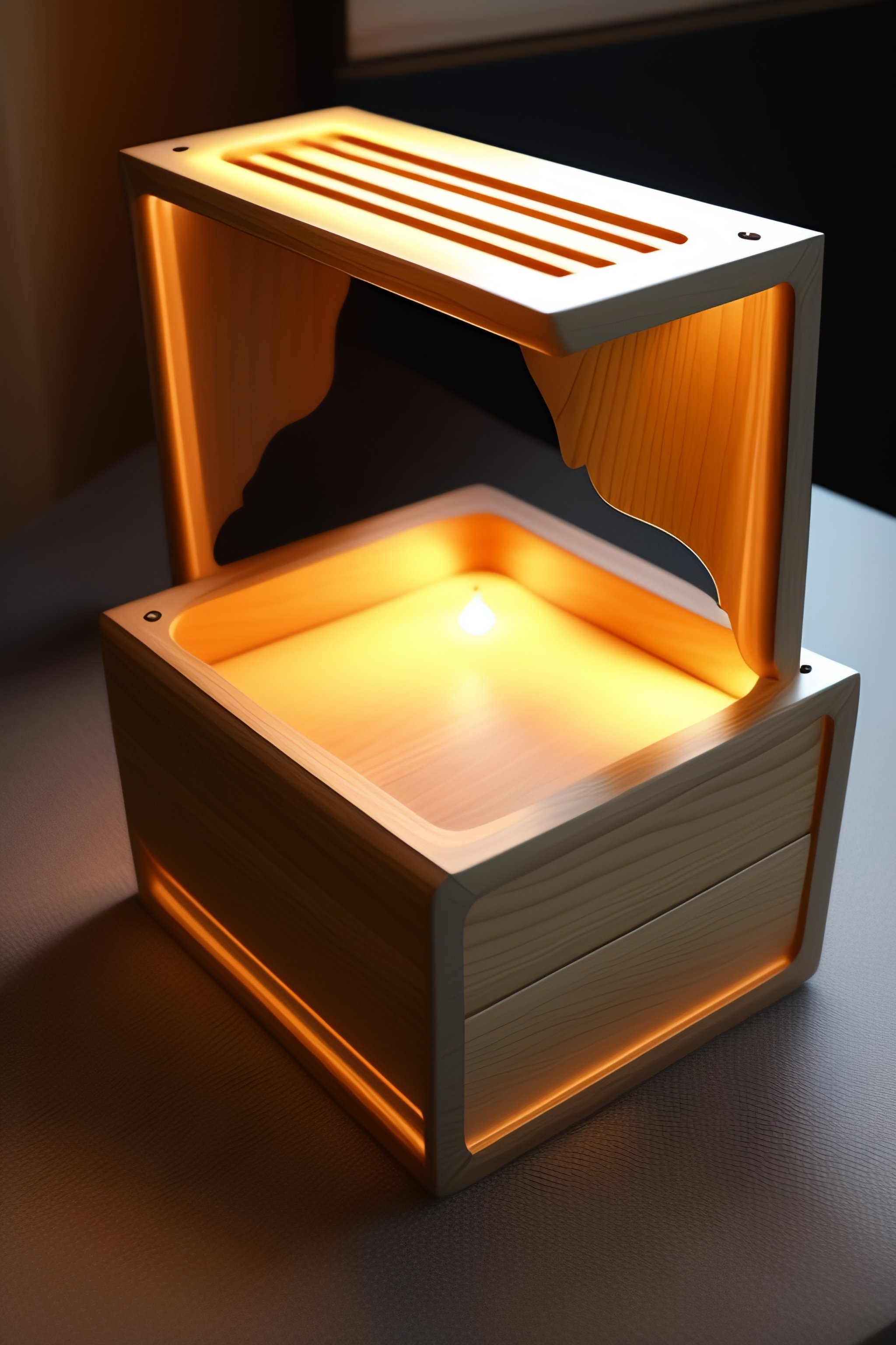 Lexica - Lasercut wood case box led MDF