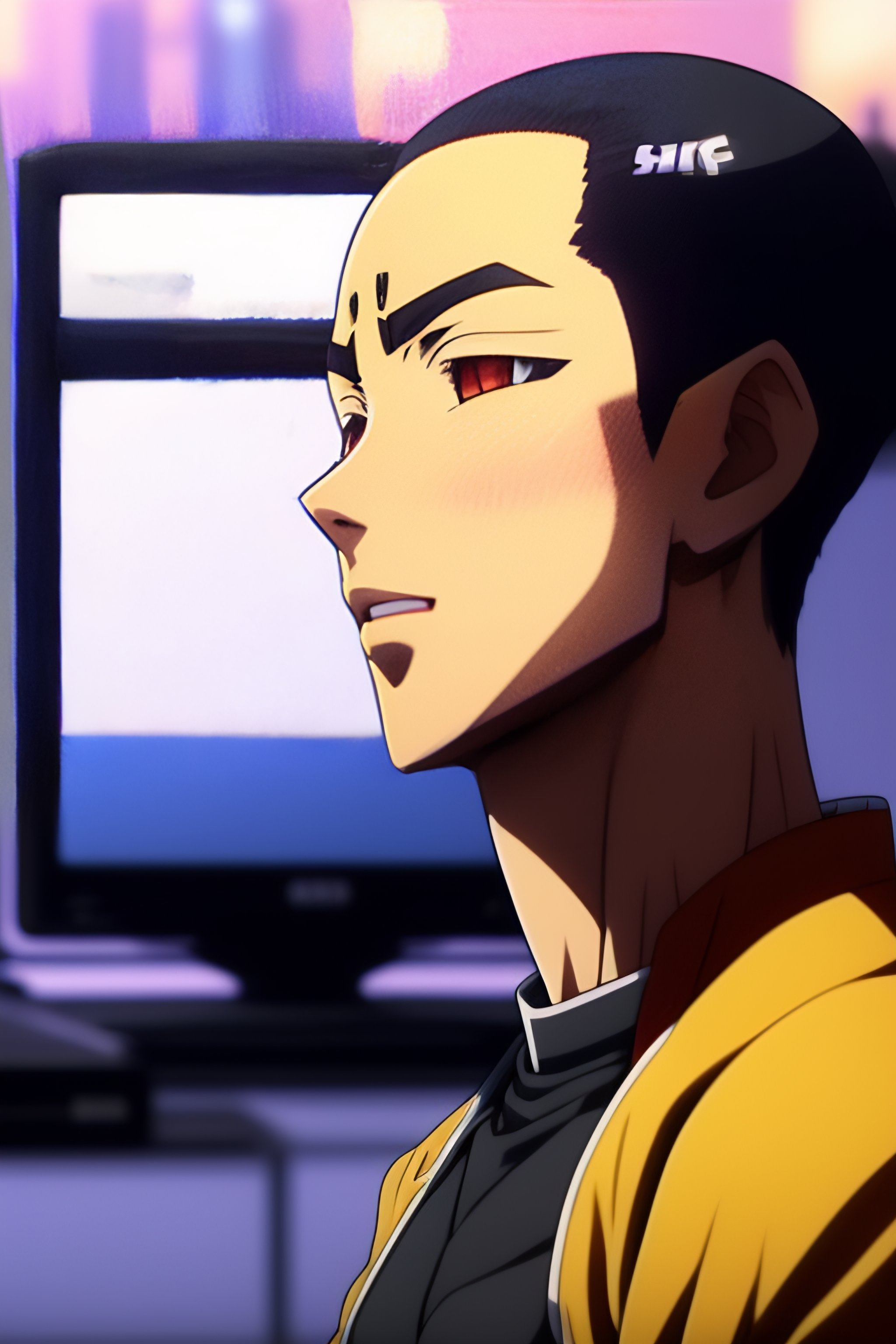 Lexica - Create an anime cartoon of an anime middle man with semi bald ...