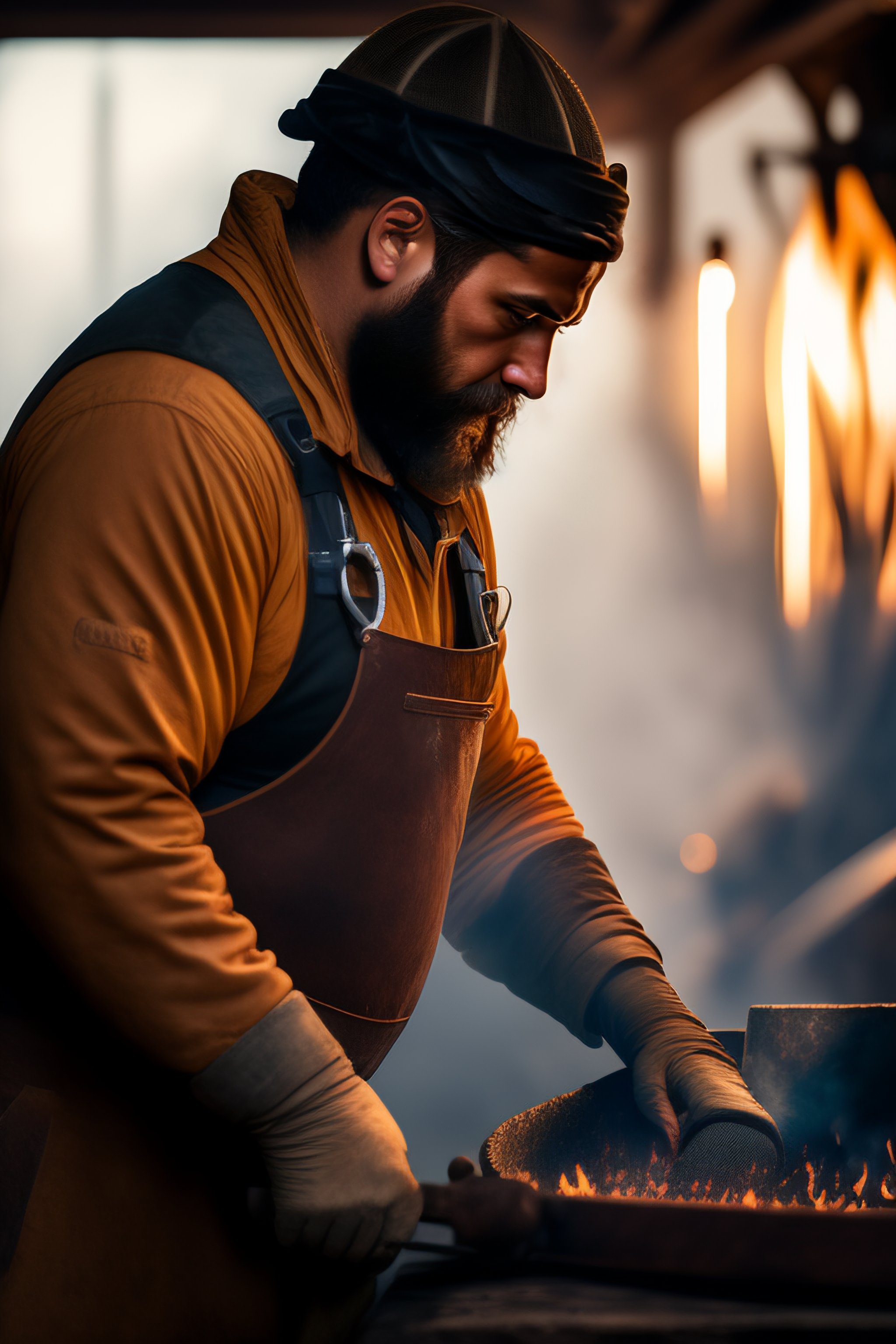 Lexica - Outline portrait of a blacksmith
