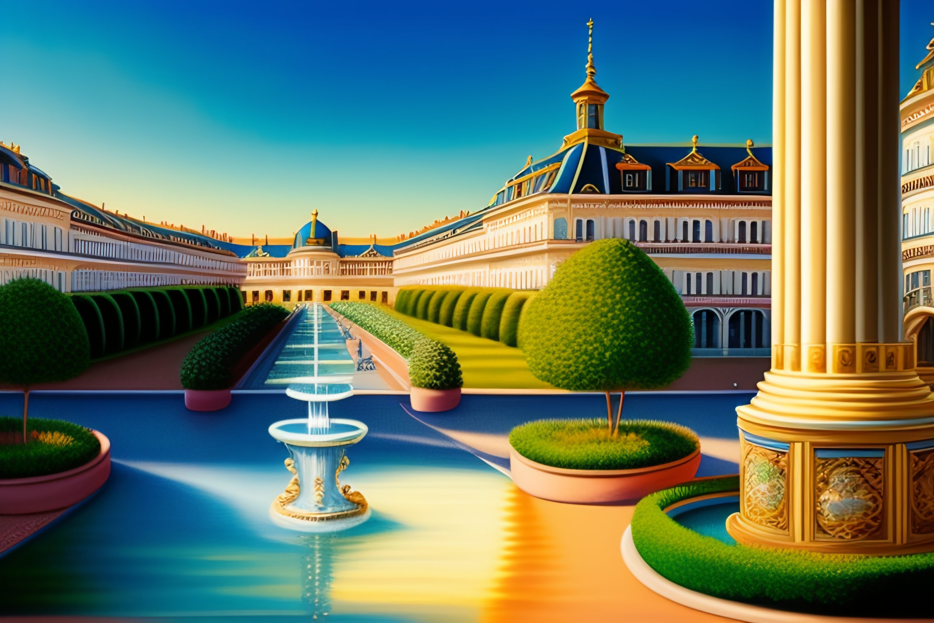 Lexica - A realistic Marianske Lazne cityscape, colonade, fountain ...