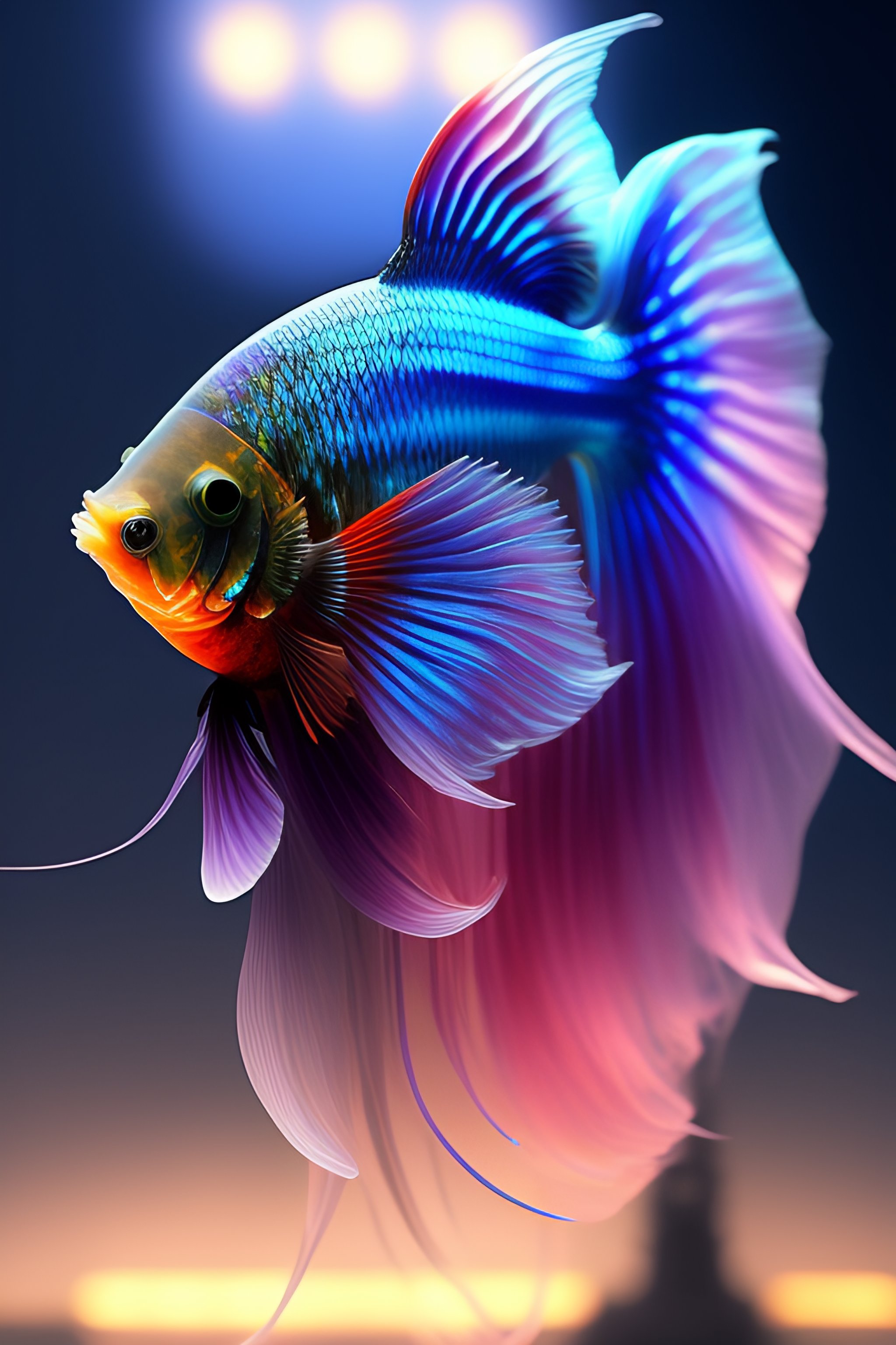 Lexica - Robotic cyber punk mecha Betta fish, fantasy art