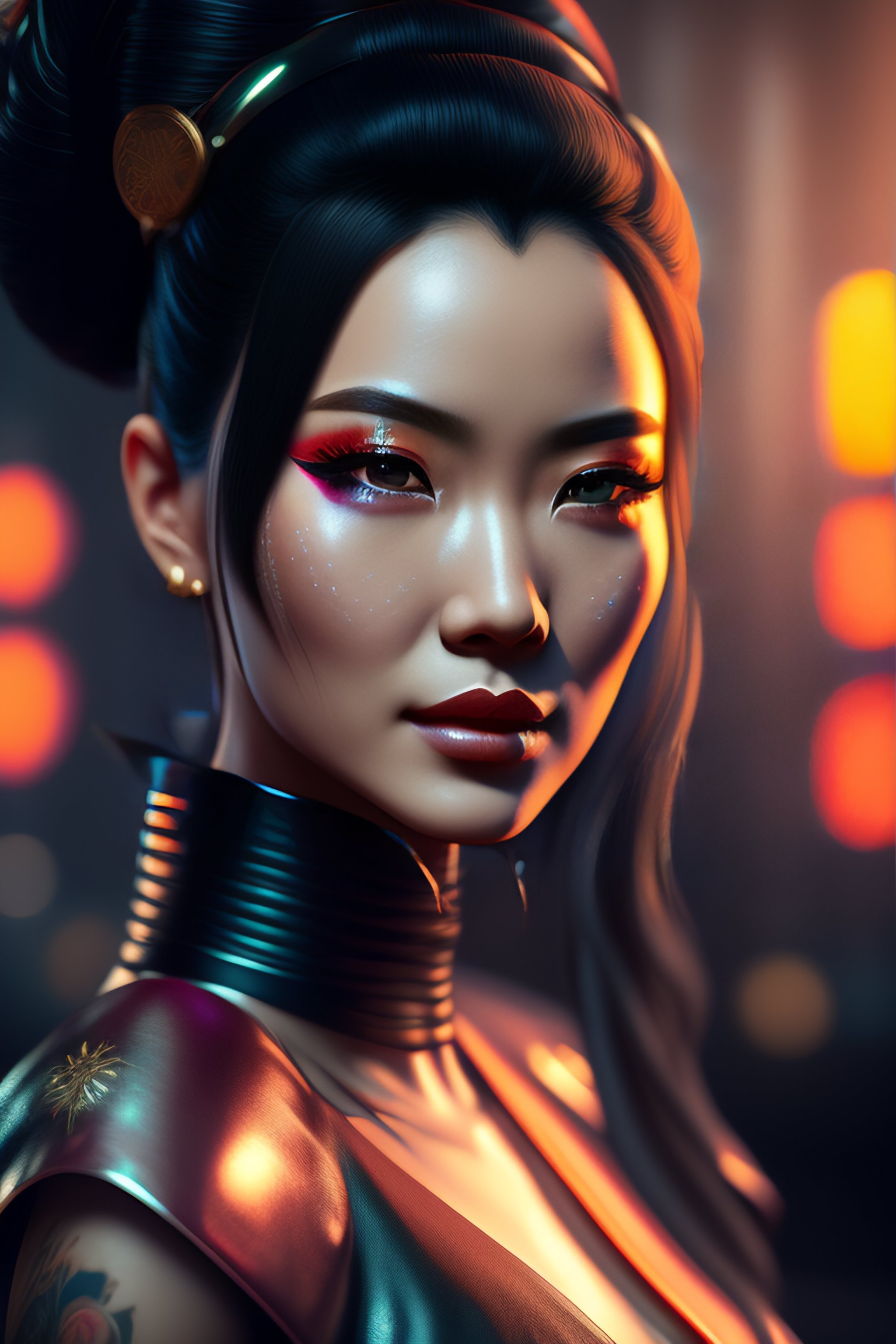 Lexica - Cyberpunk geisha, full body, cinematic lighting, beautiful ...