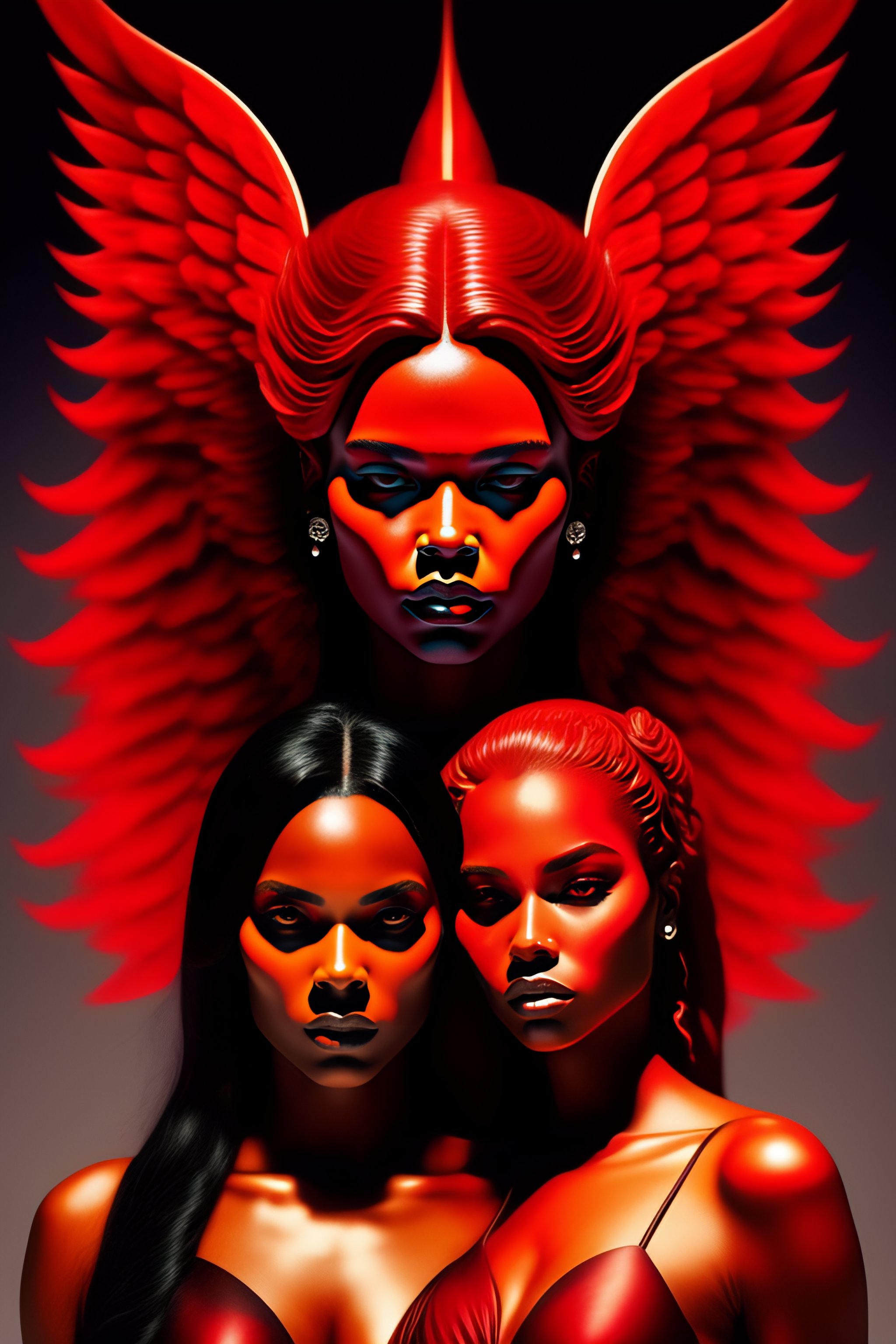 Lexica - Demonic angel, evil, two heads, one head red, second head black