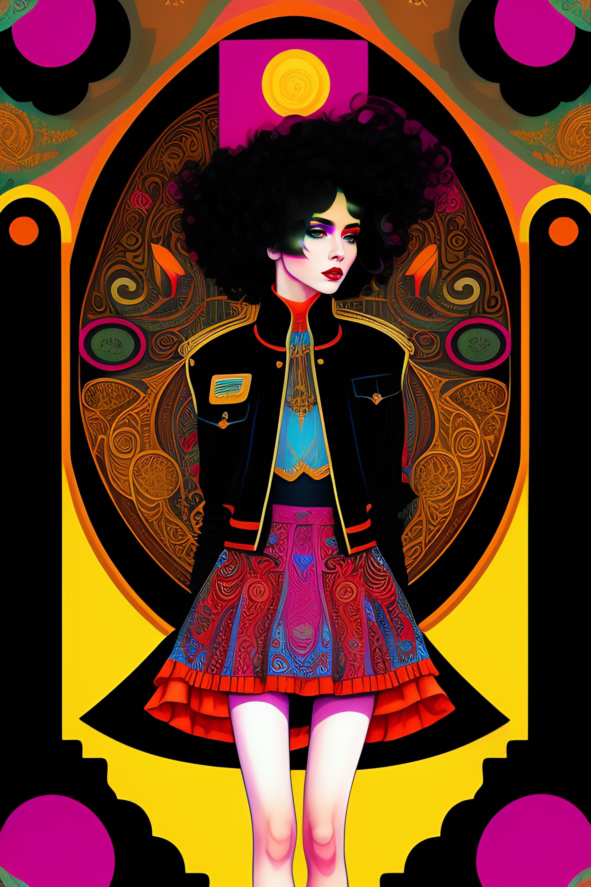 Lexica - Blocky line drawing of an Androgynous trans goth girl in a ...