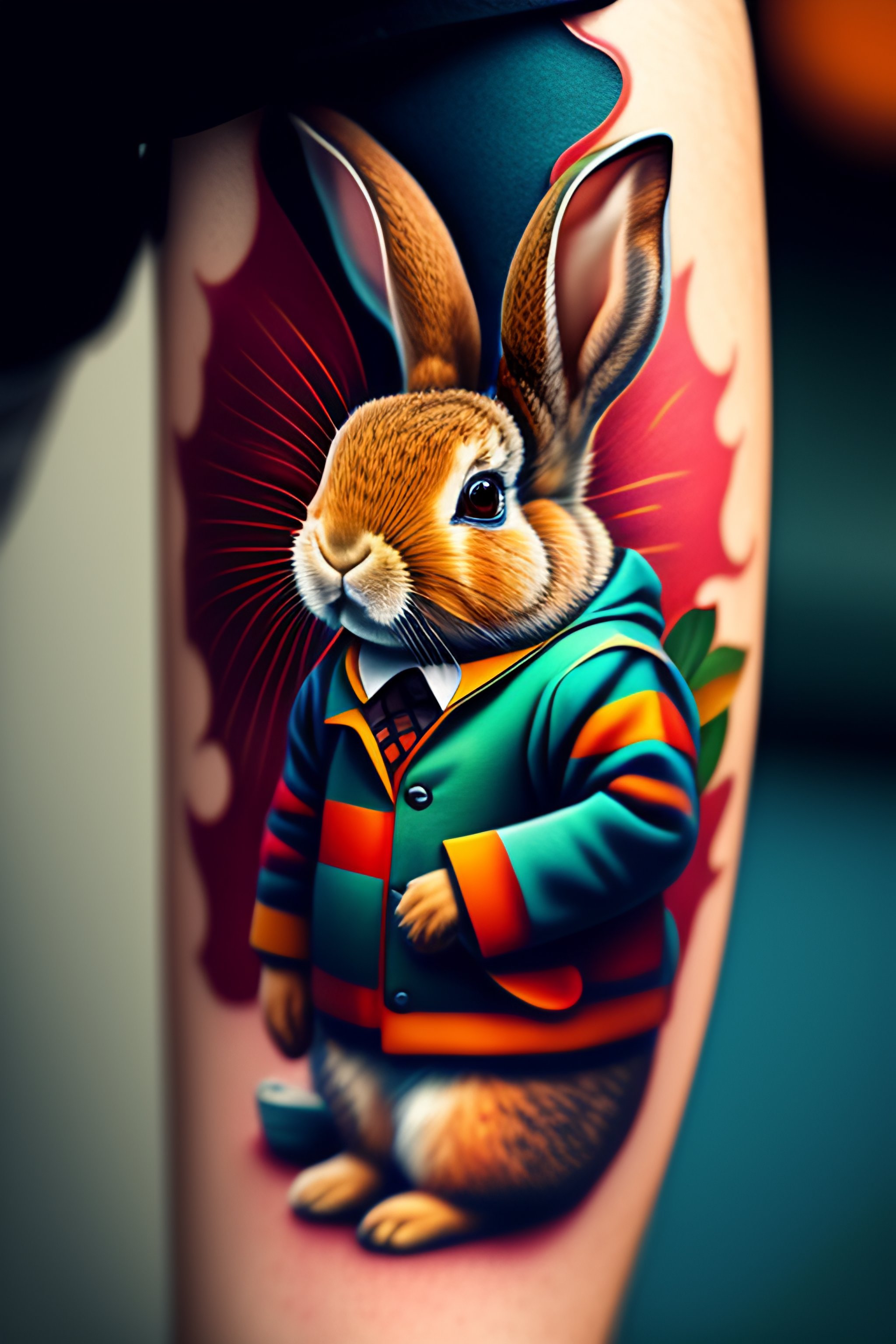 Neo Traditional Rabbit Tattoo
