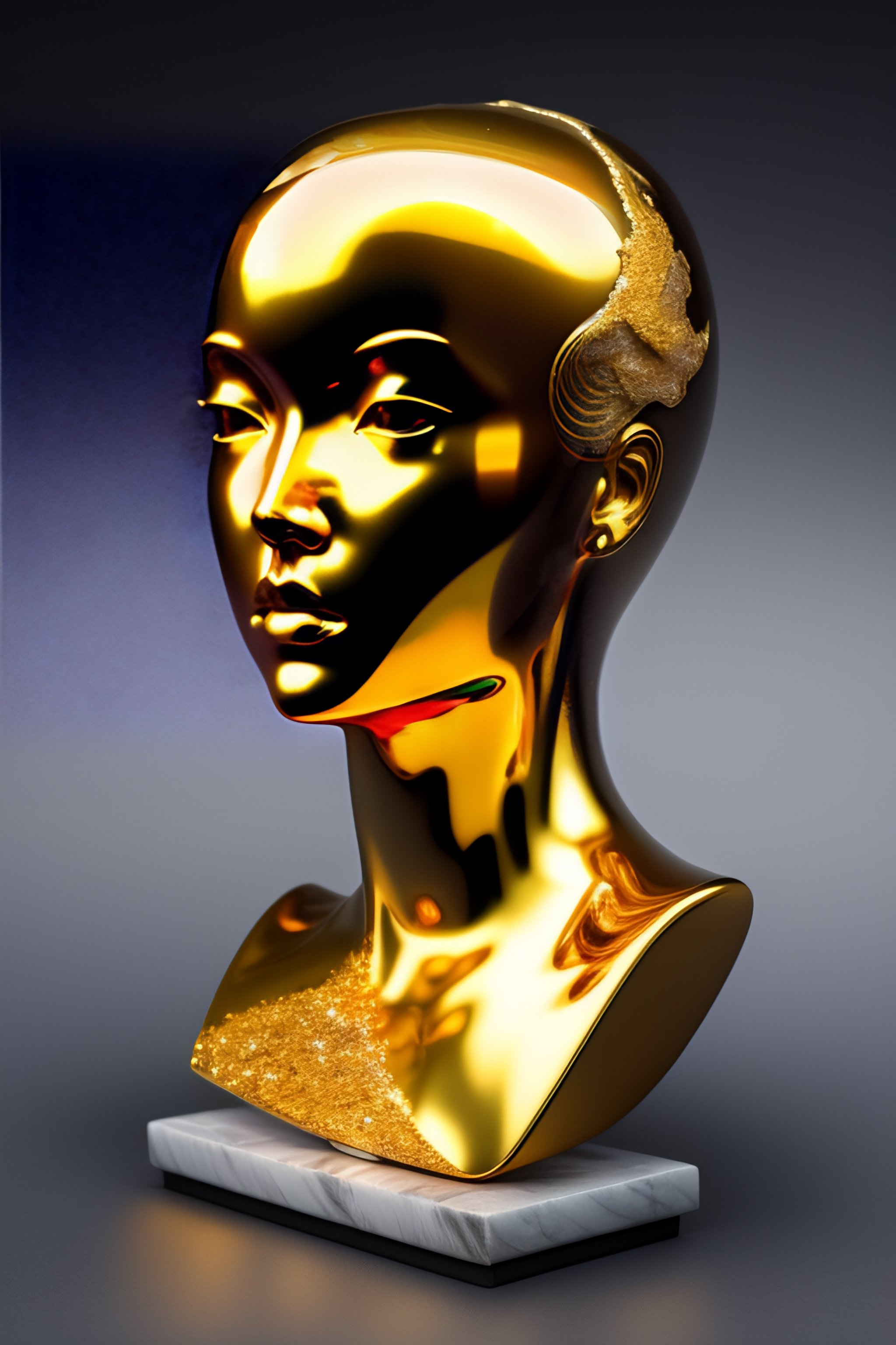 Lexica - A cracked marble sculpture head, repaired with gold kintsugi