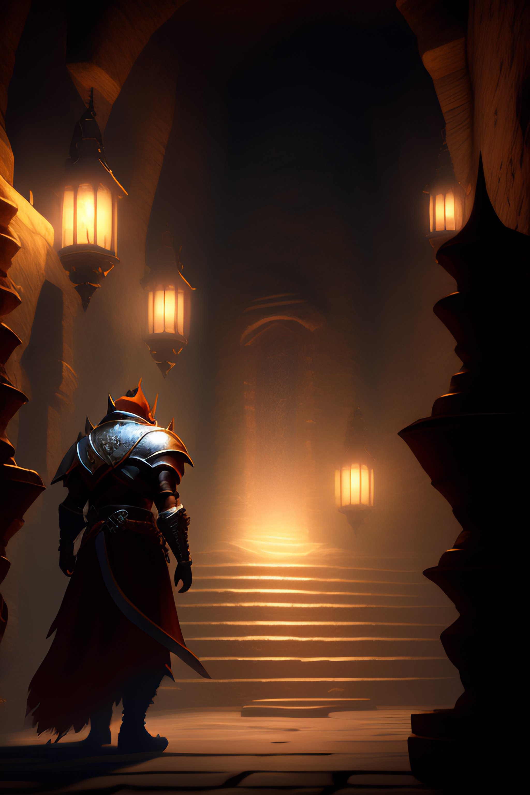 Lexica - A concept art of jail in a catacomb. a paladin knight lies ...