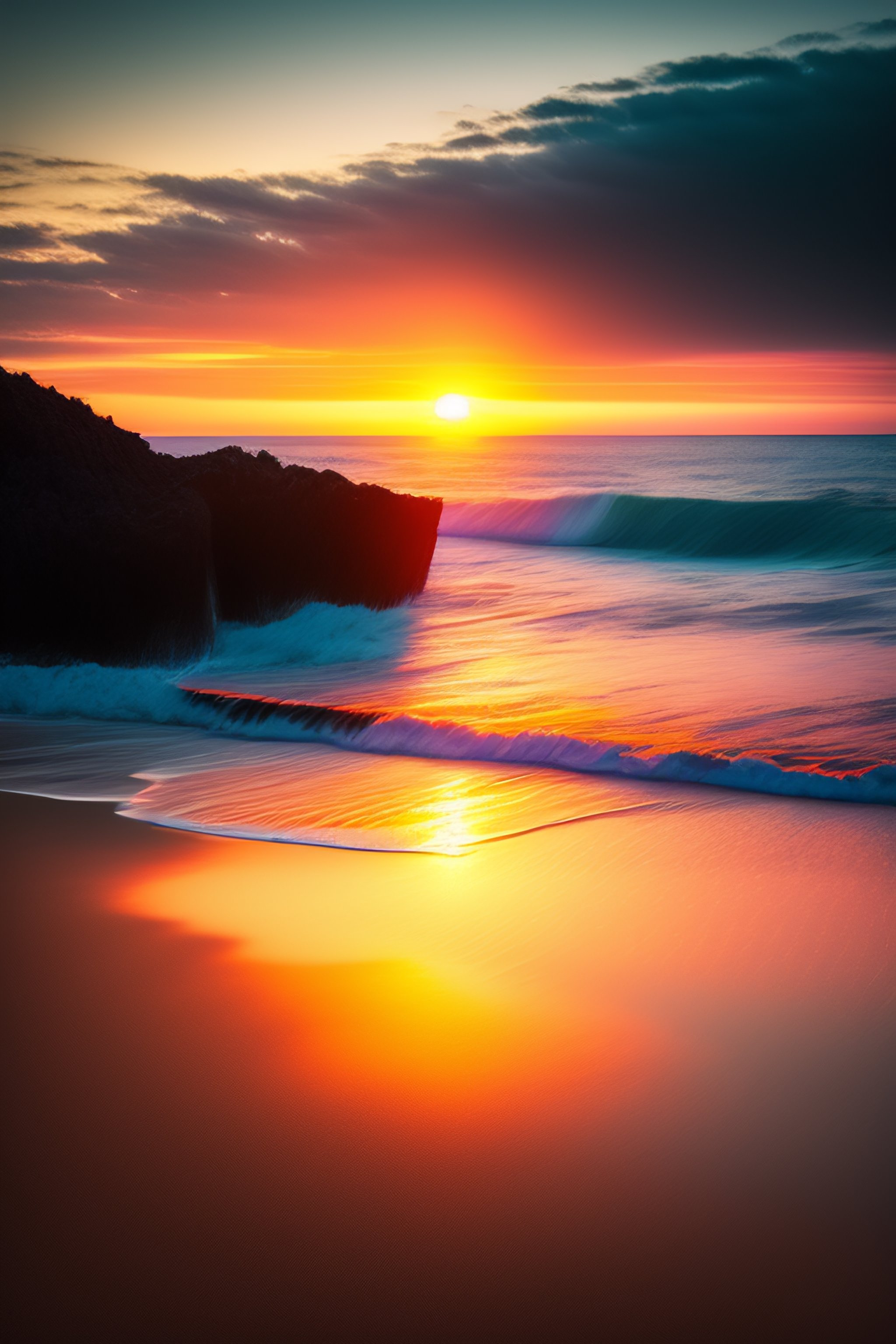 Lexica - Ultra realistic photo of a sunset in a beach