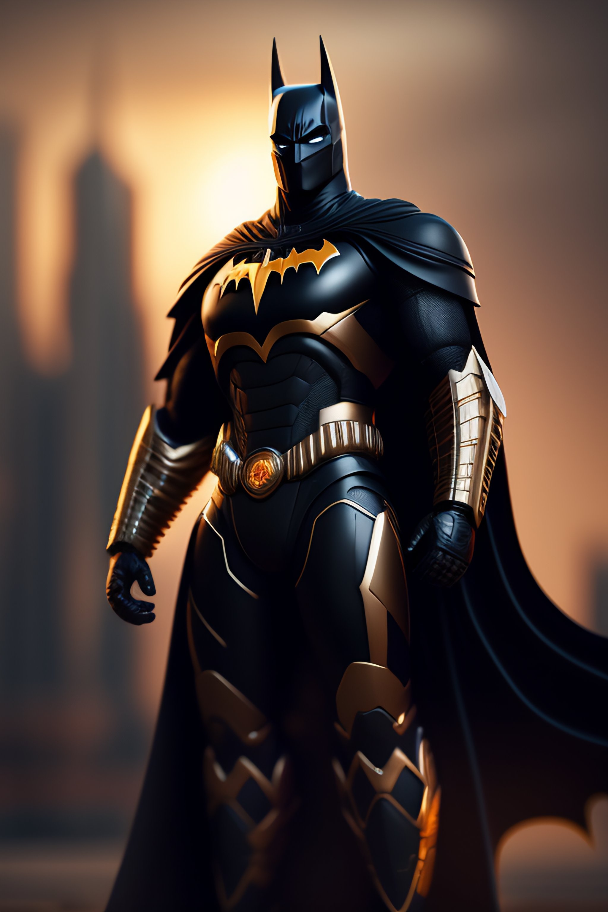 Lexica - Robotic batman with cape in style of black panther