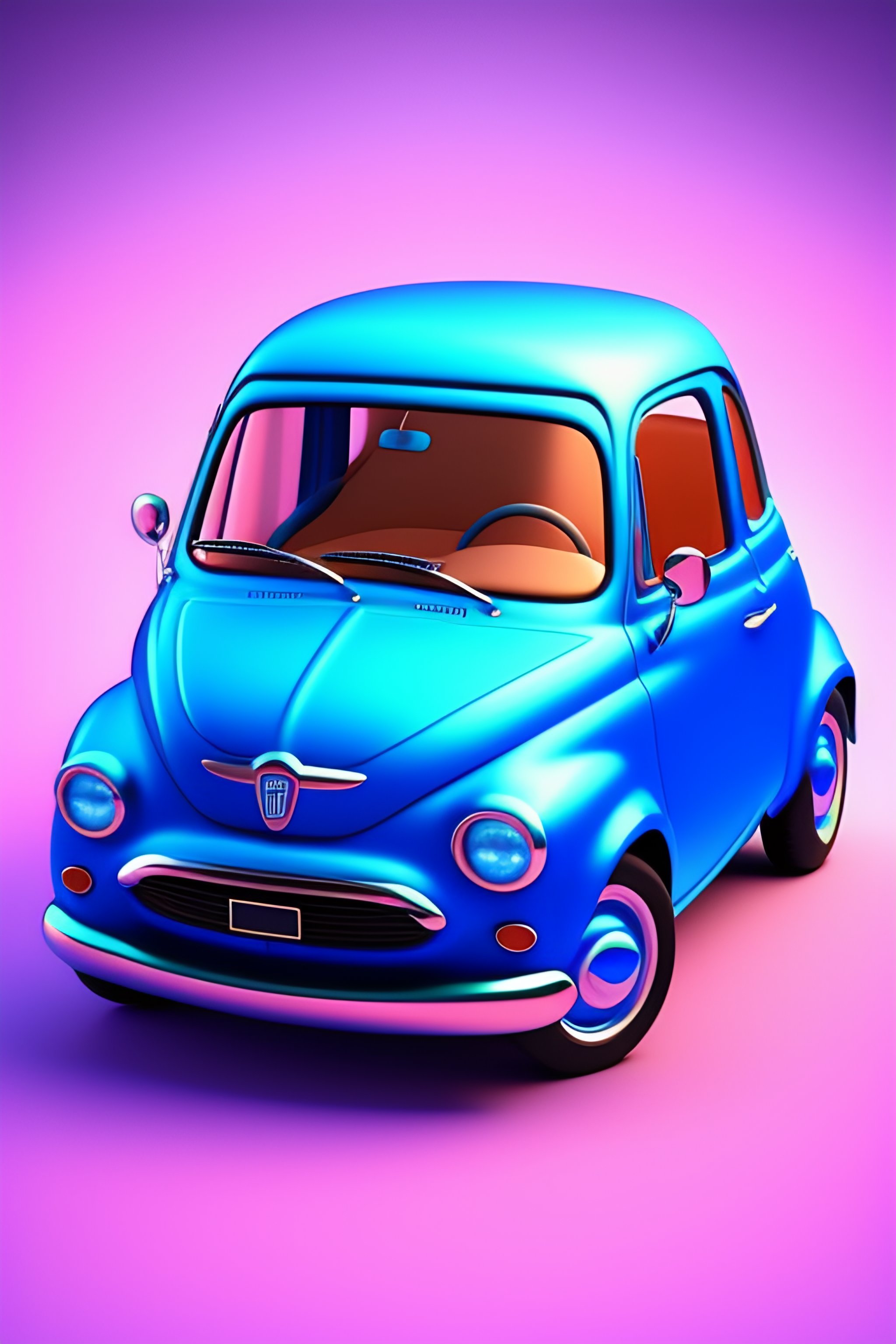 Lexica - A 3d blue cartoon fiat car smiling, fantasy, cute, dreamlike ...