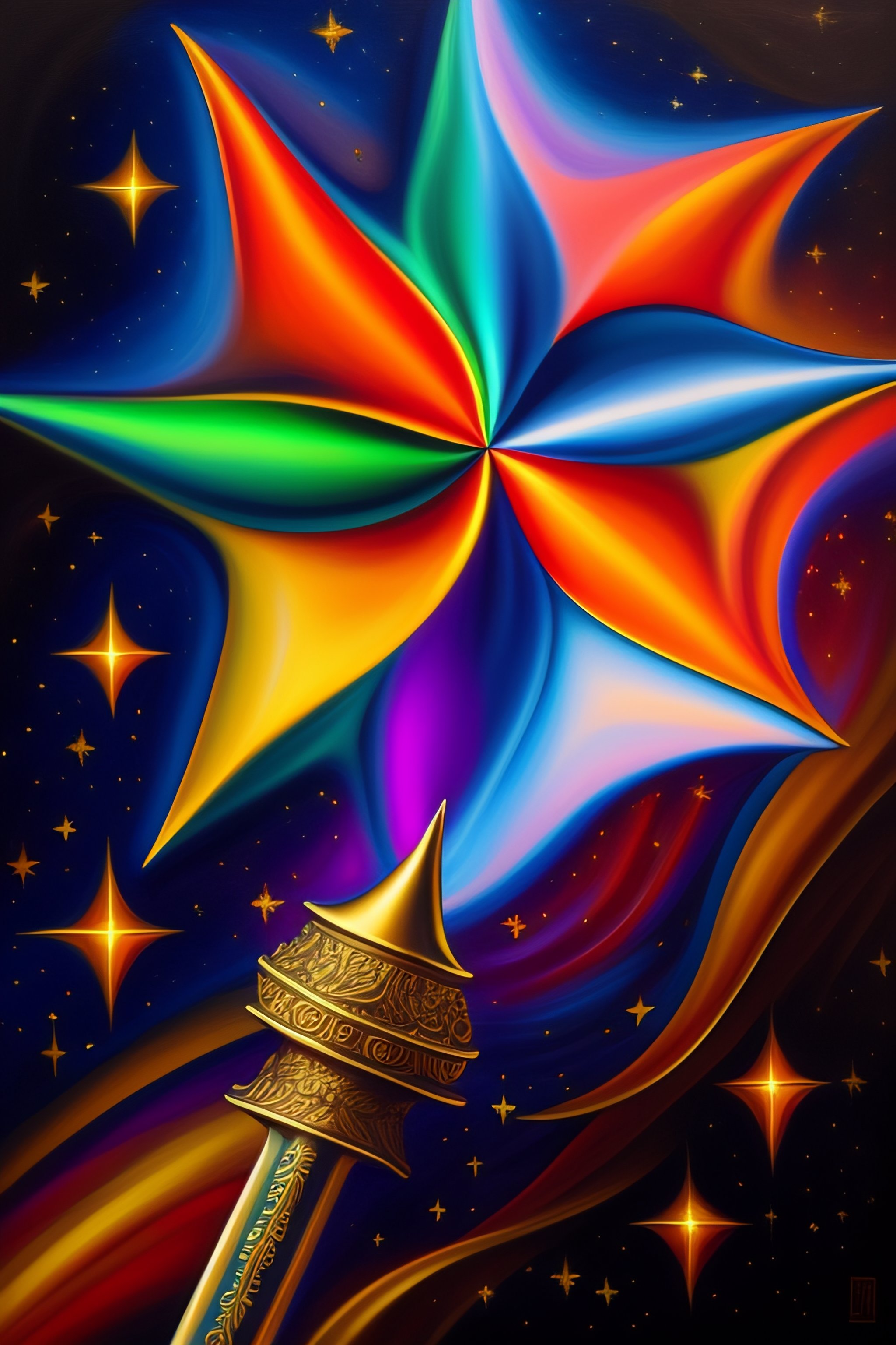 Lexica - Intricate five star enchanted wand by pablo picasso, oil on ...