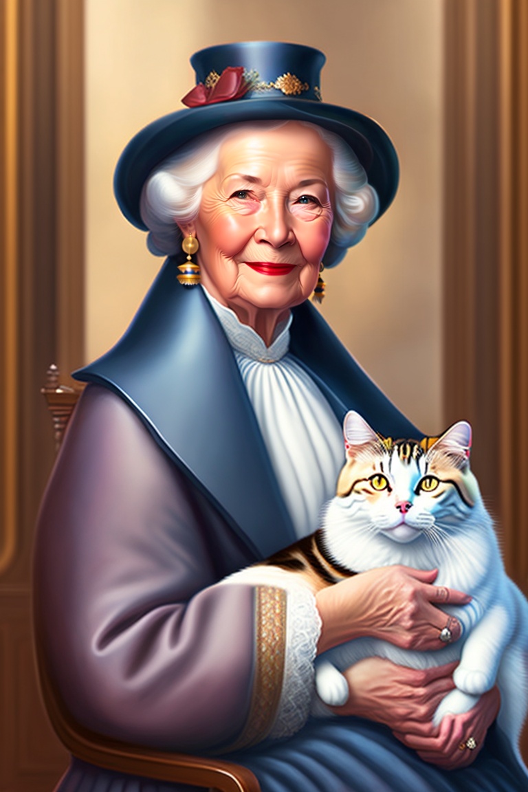 Lexica - A portrait of Alana's grandmother with a cat, suggesting her ...