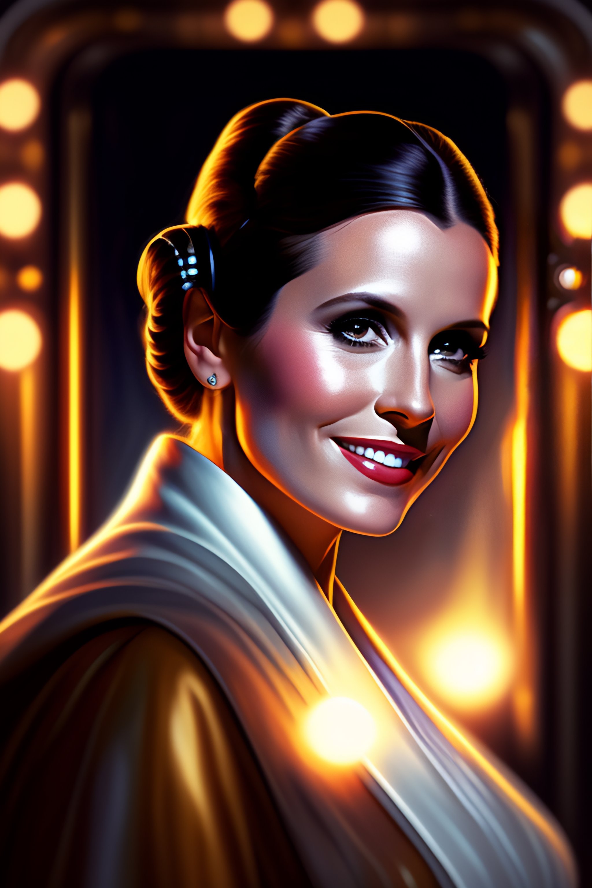 Lexica - Portrait of princess leia star wars taking a selfie smiling ...
