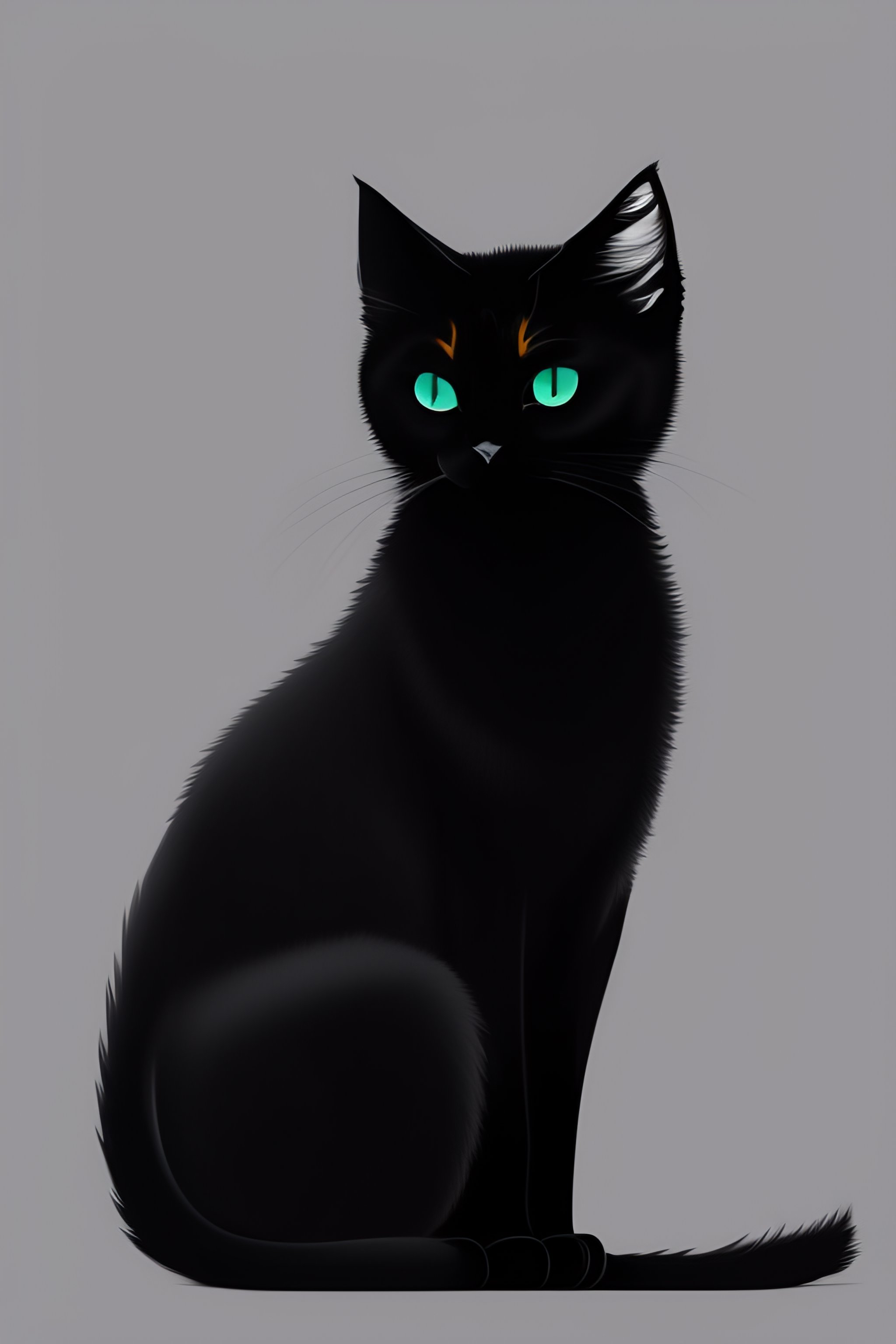 Lexica - Anime cute simple all black cat in an full grey background ...