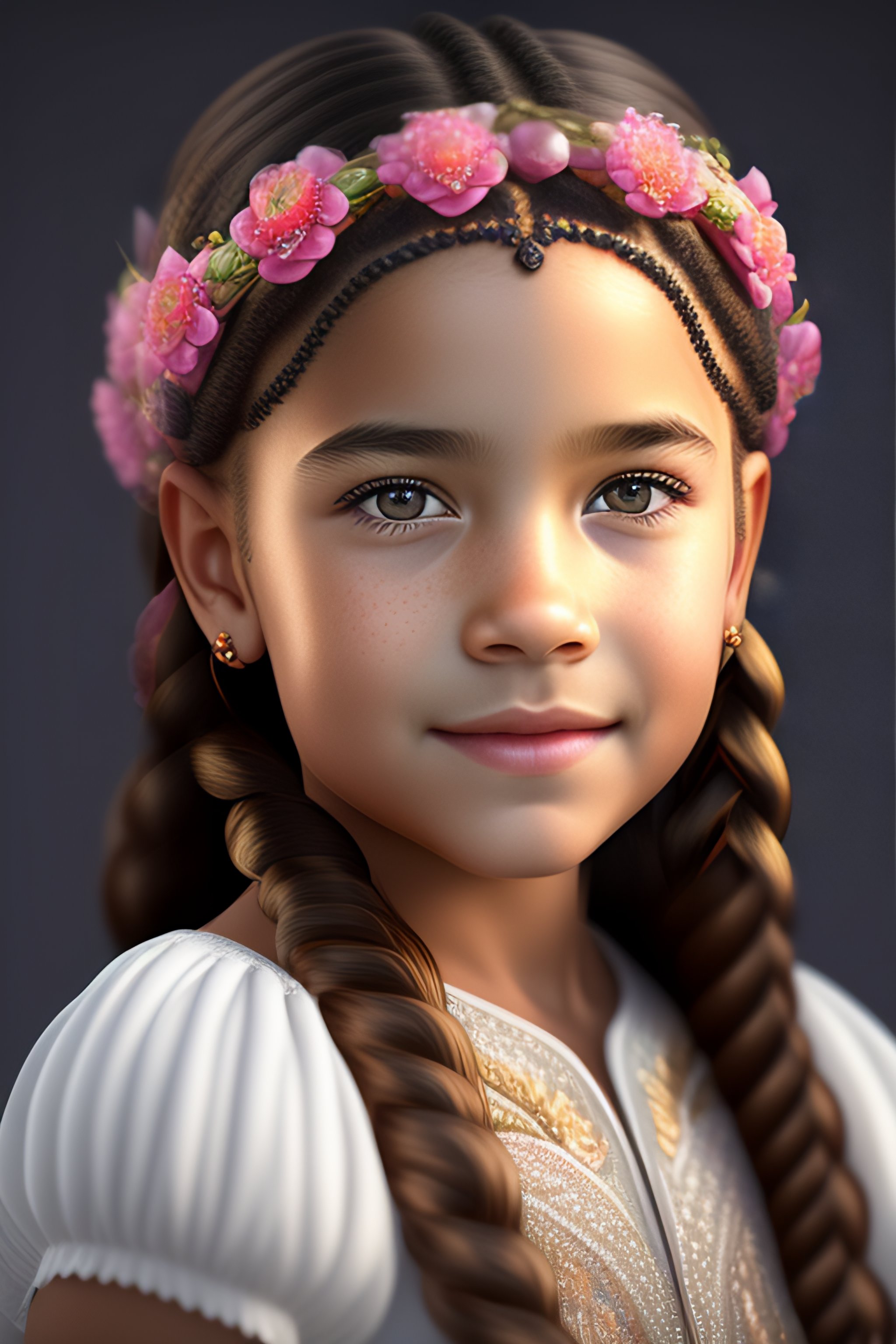 Lexica - Photo realistic closeup portrait of sweet little girl, braided ...