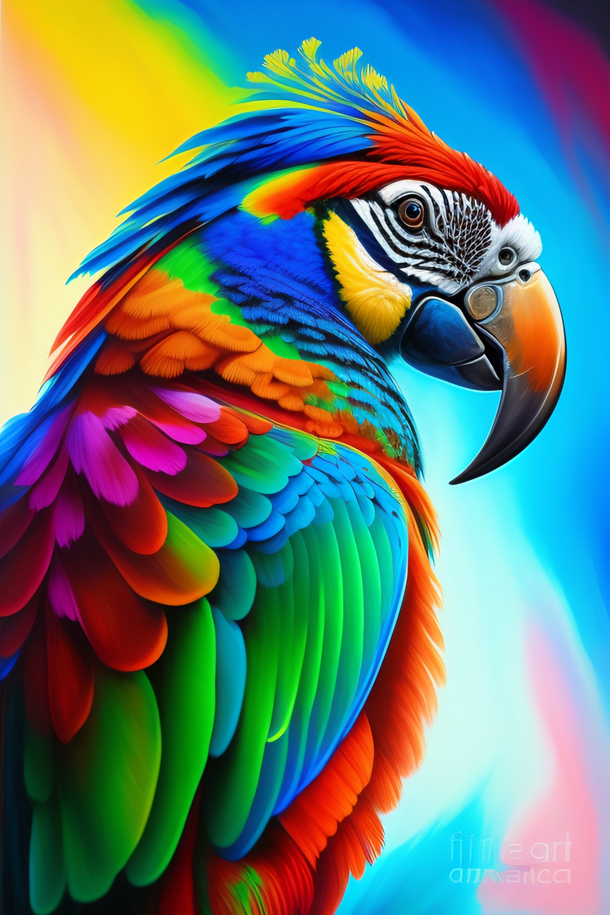 Lexica - Peacock macaw full color painting