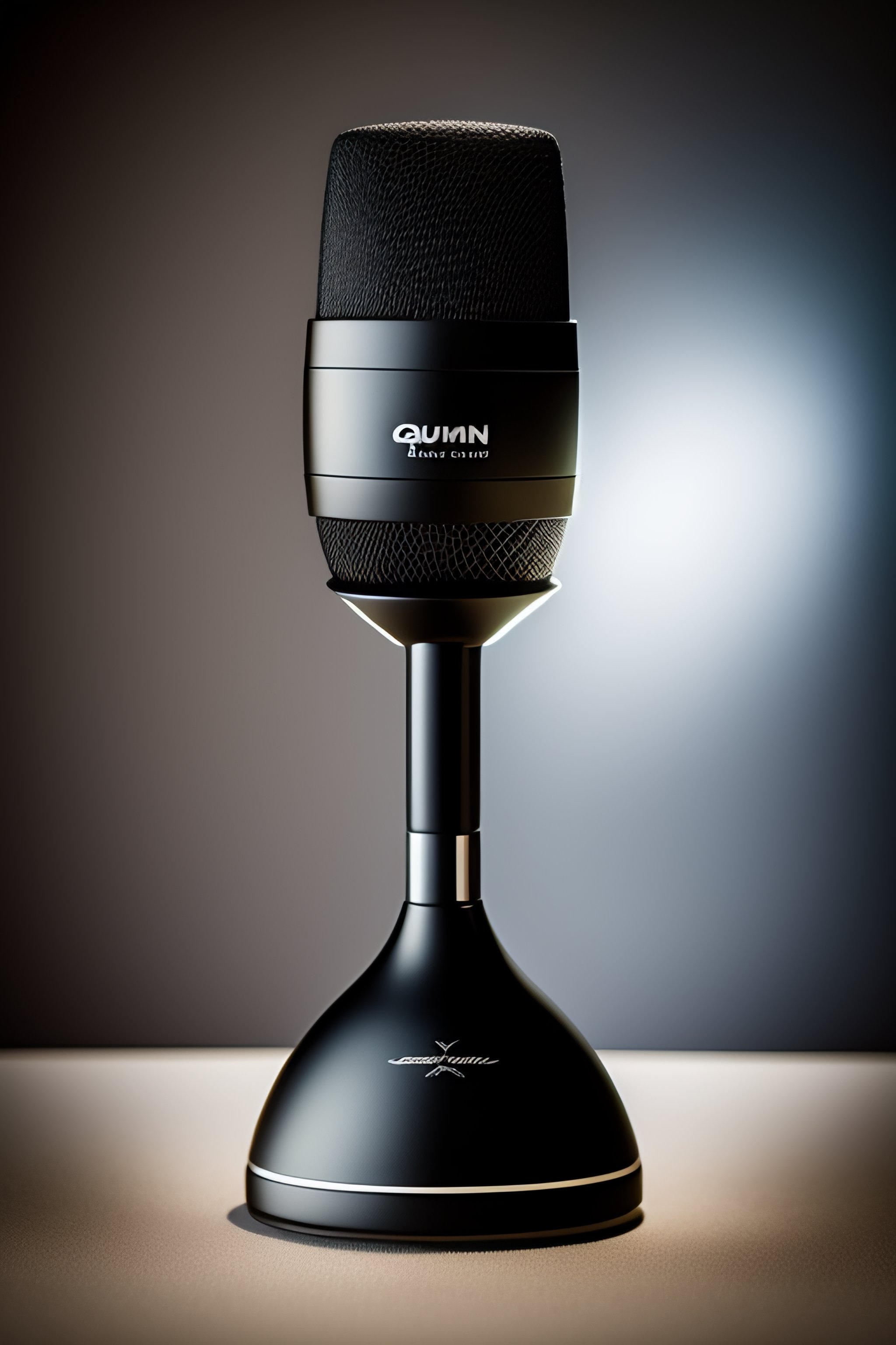 Lexica - Black quantum microphone with silver base and back lights