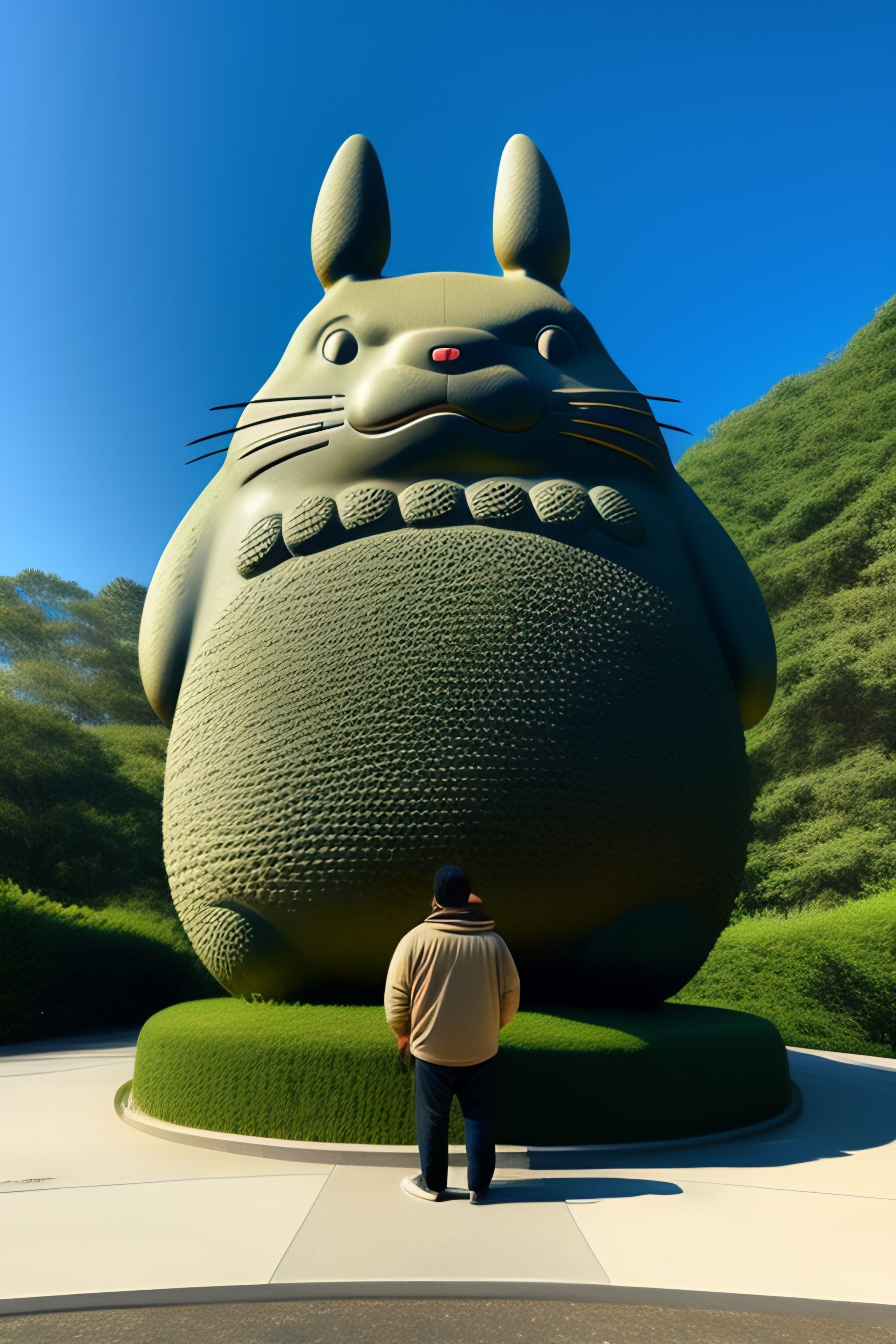 Lexica - A huge stone statue of Totoro