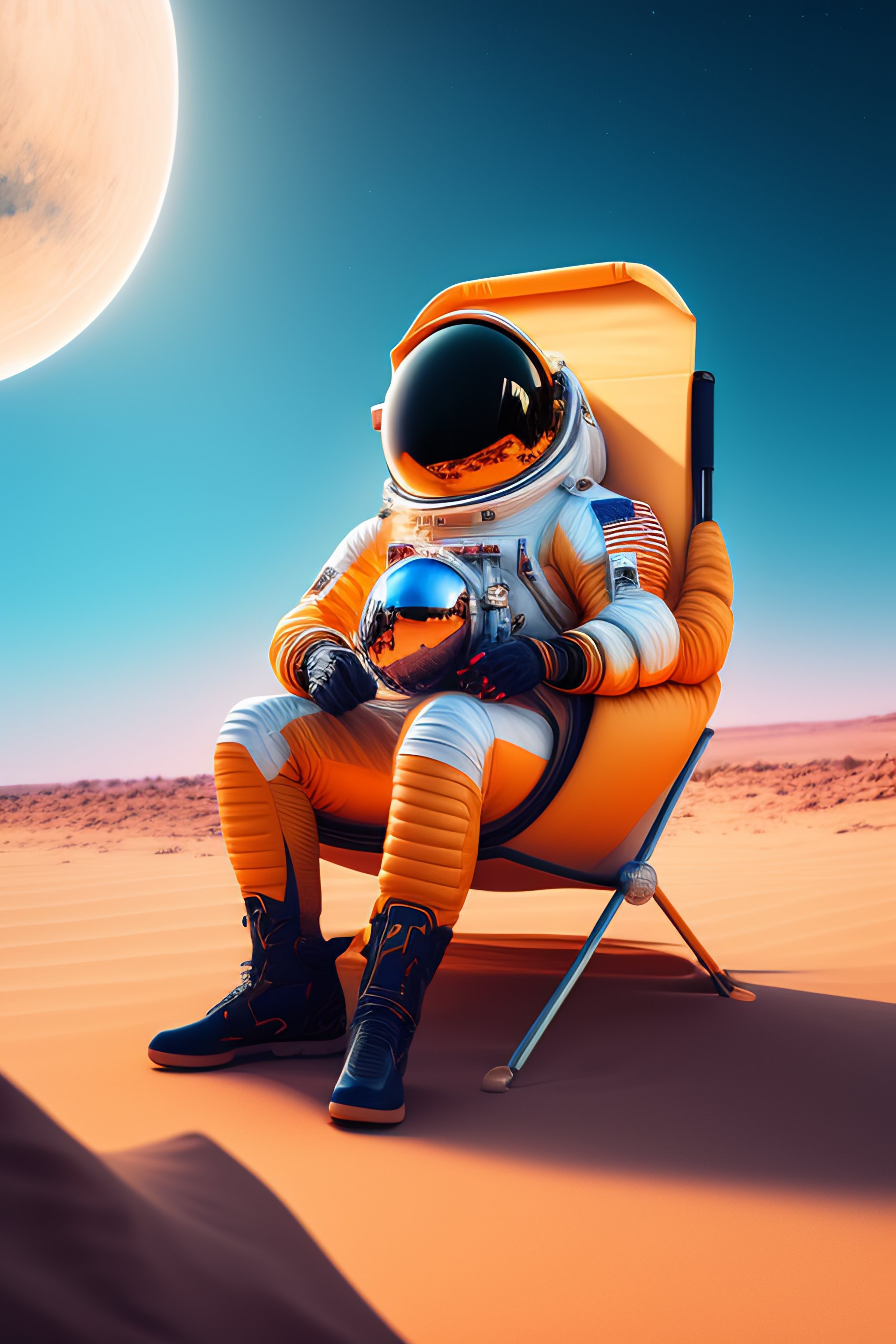 Lexica - An astronaut resting on mars in a beach chair, vibrant ...