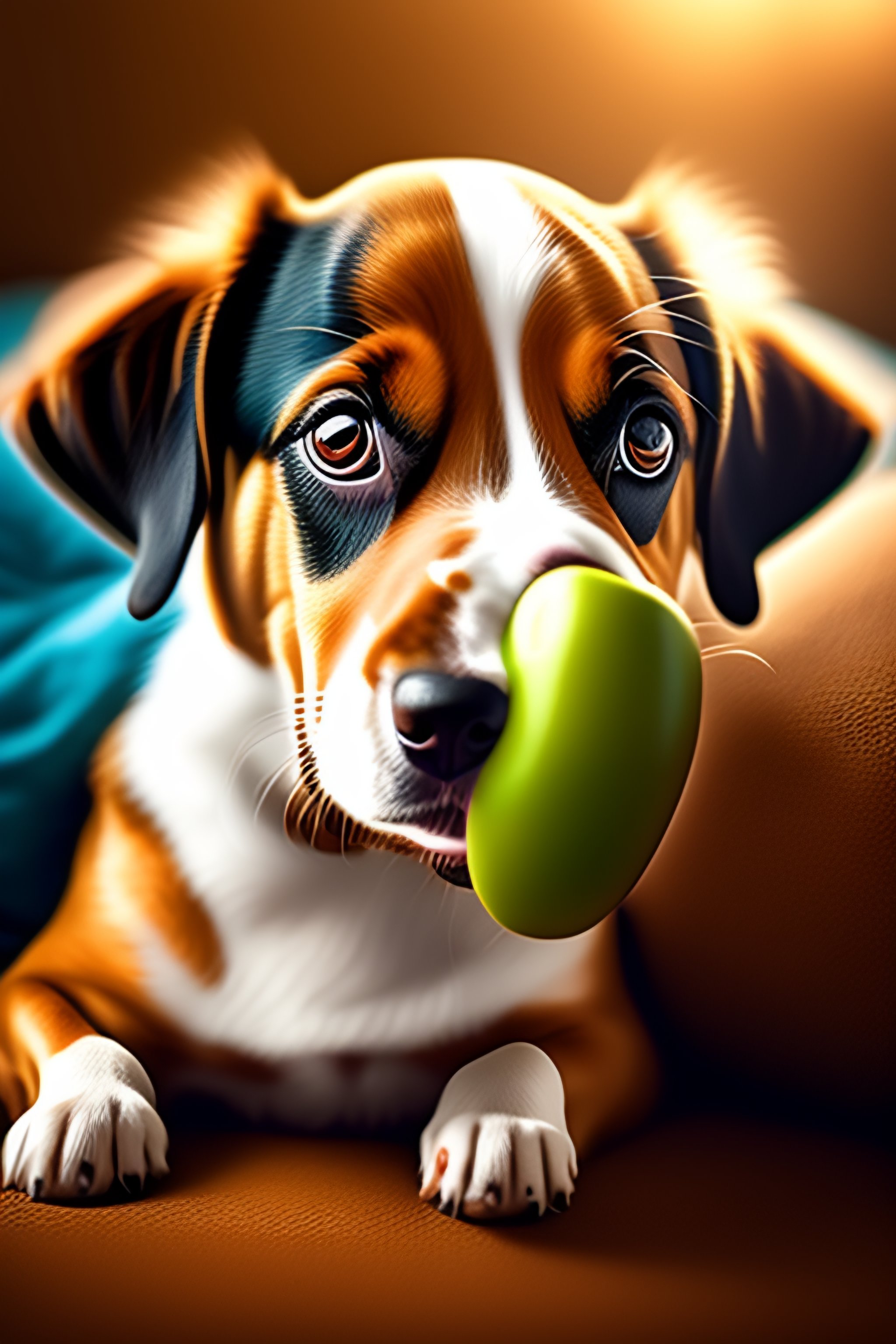 Lexica - A DOG WITH PICKE SHAPE PLAYING WITH A PICKLE