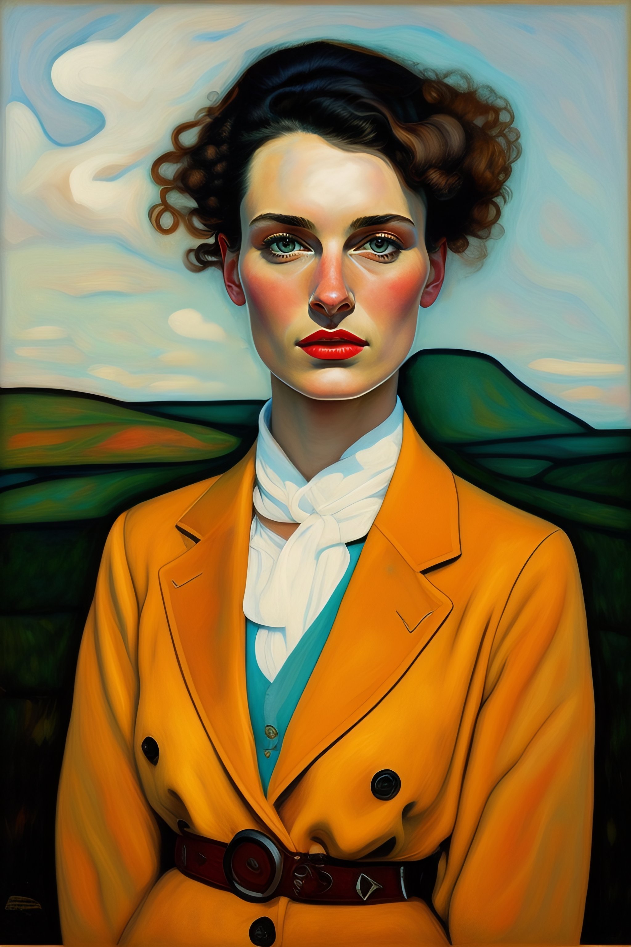 Lexica - Portrait of Erin Mannix painted in an Egon Schiele style