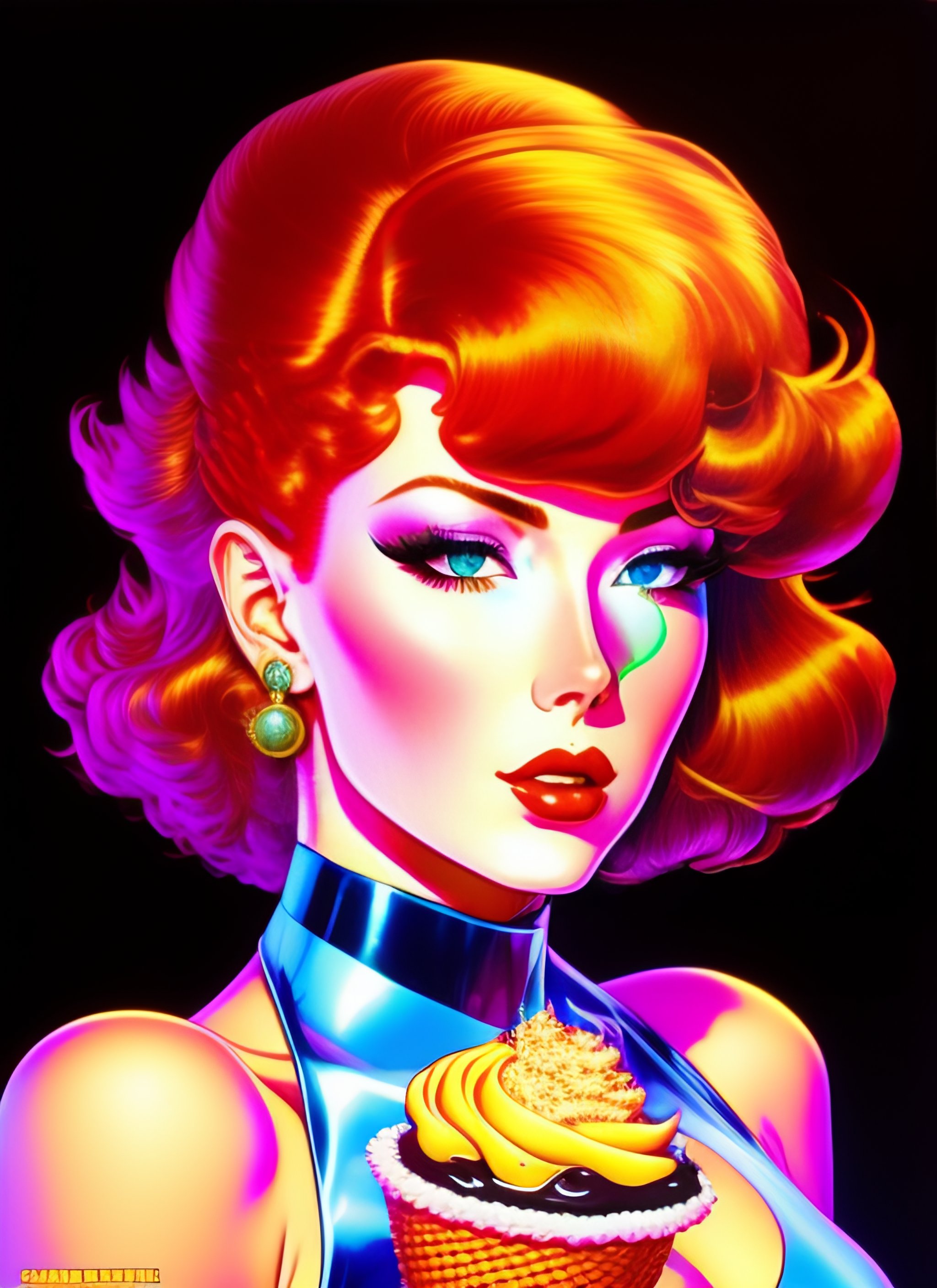 Lexica - Woman eating ice cream vintage 90's anime style, ginger hair ...