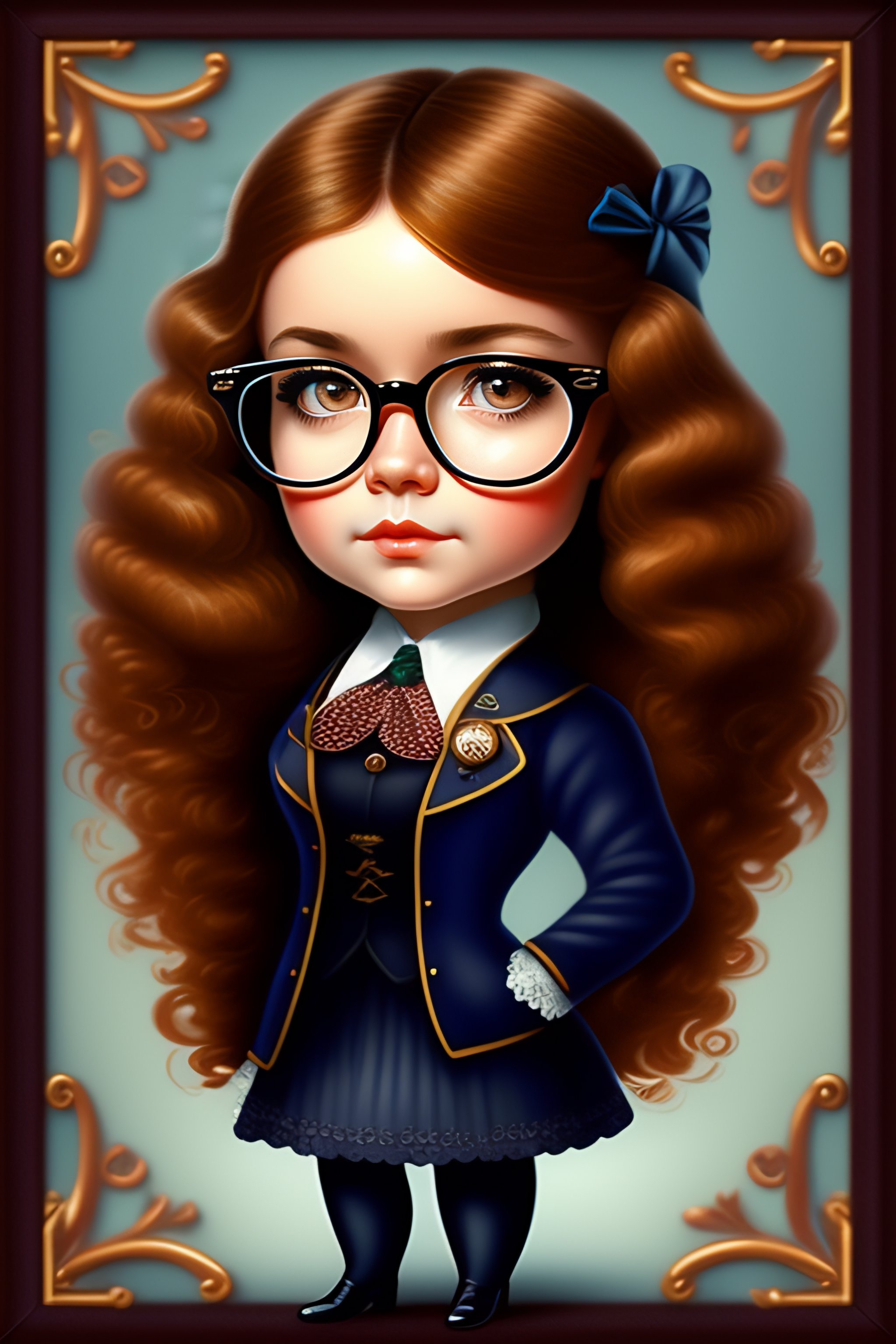 Lexica - Chibi Victorian reporter, brunette, spectacles