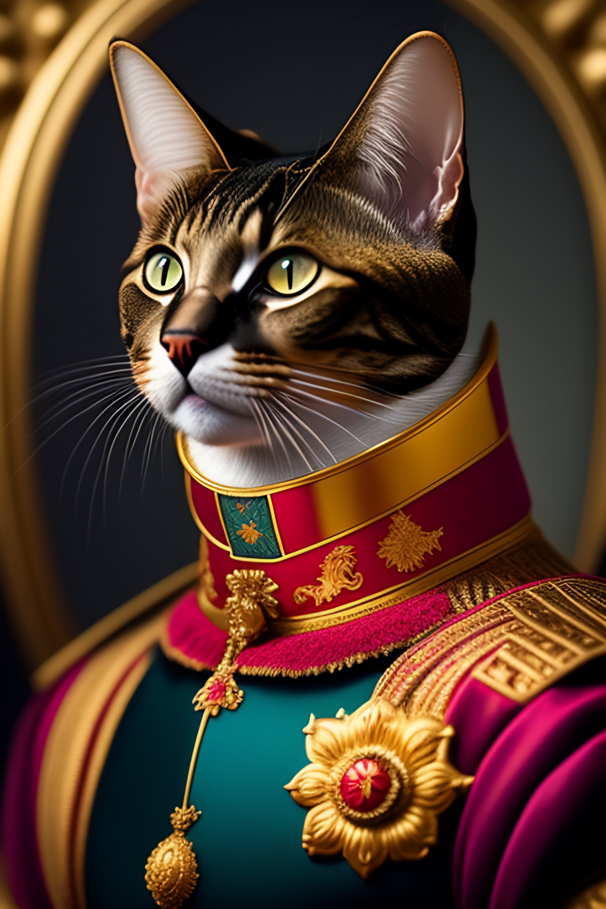 Lexica - Imperial painted portrait in the style of Napoleon of a cat ...