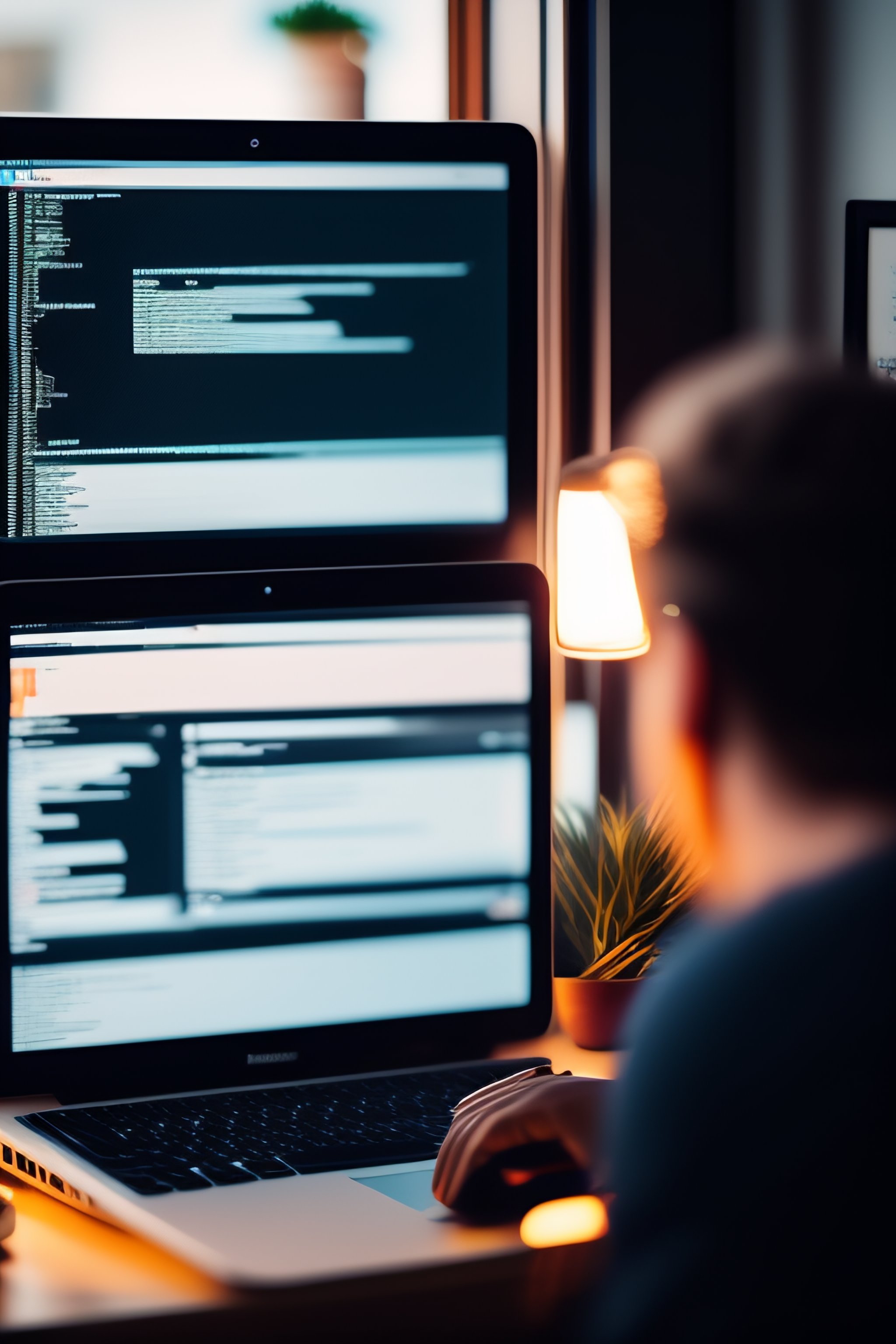 Lexica - Hipster programers working on laptop, code in screen