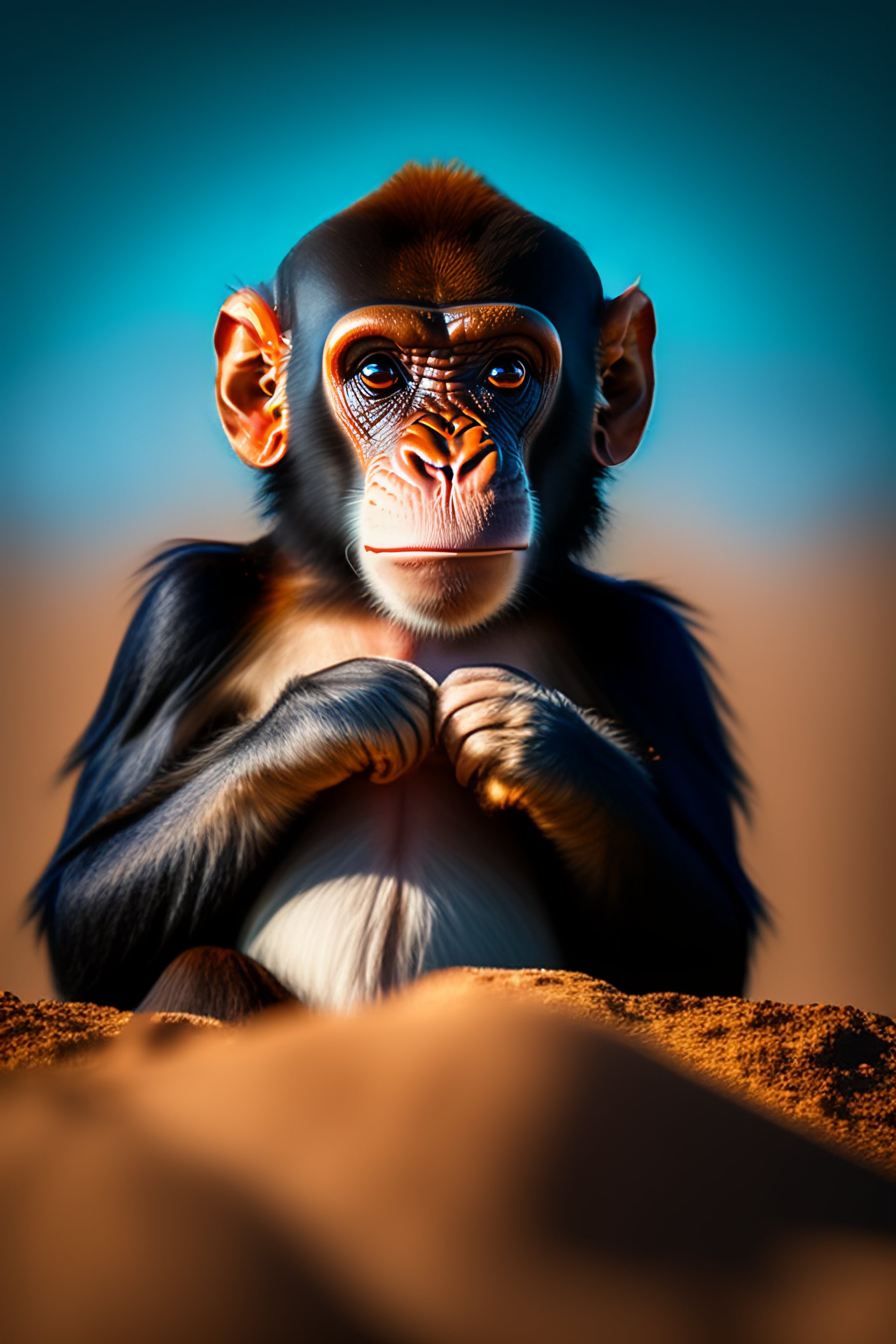 Lexica - A comic-book style monkey with his hands covering his mouth