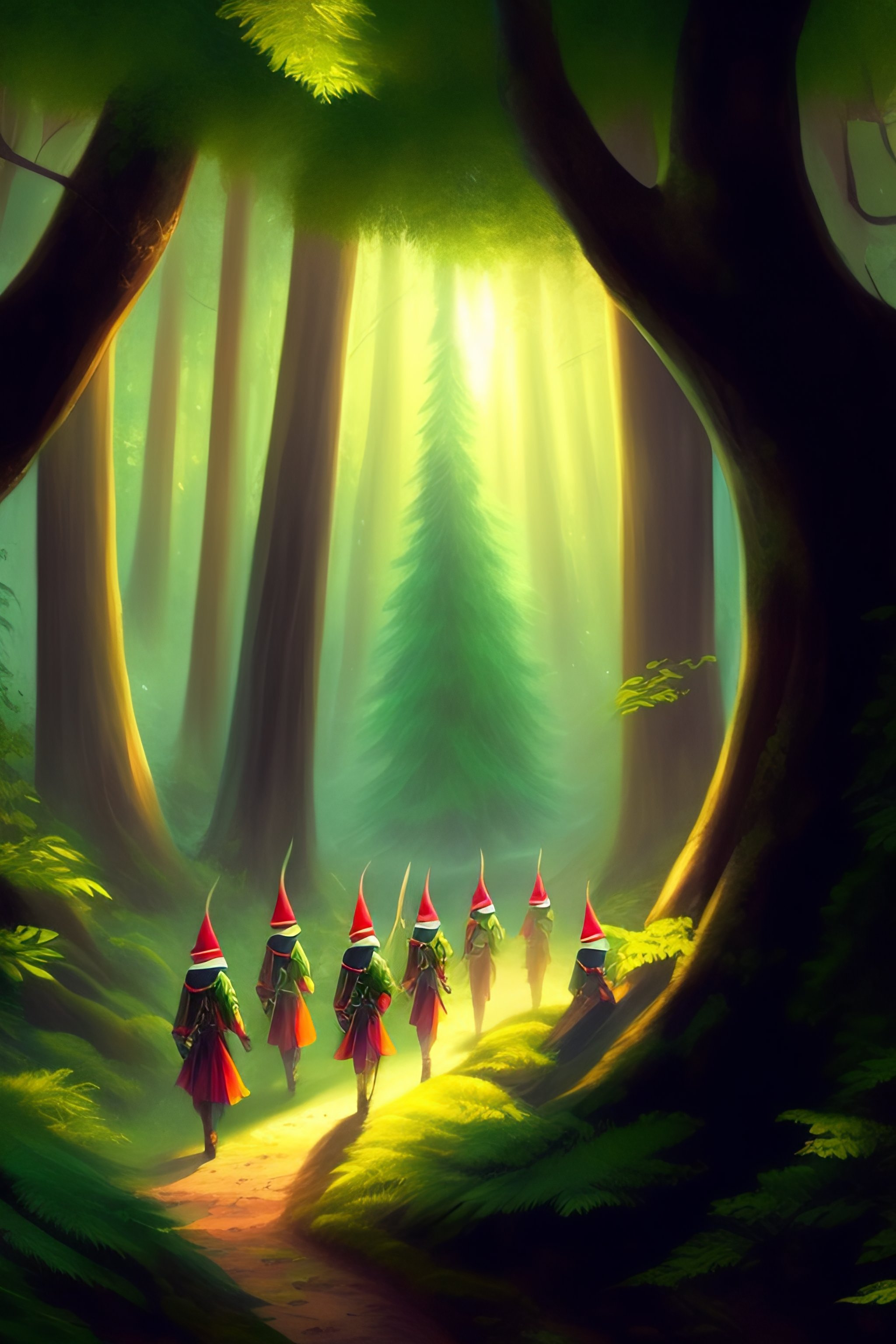 Lexica - An army of Elves marching through a forest with giant trees ...