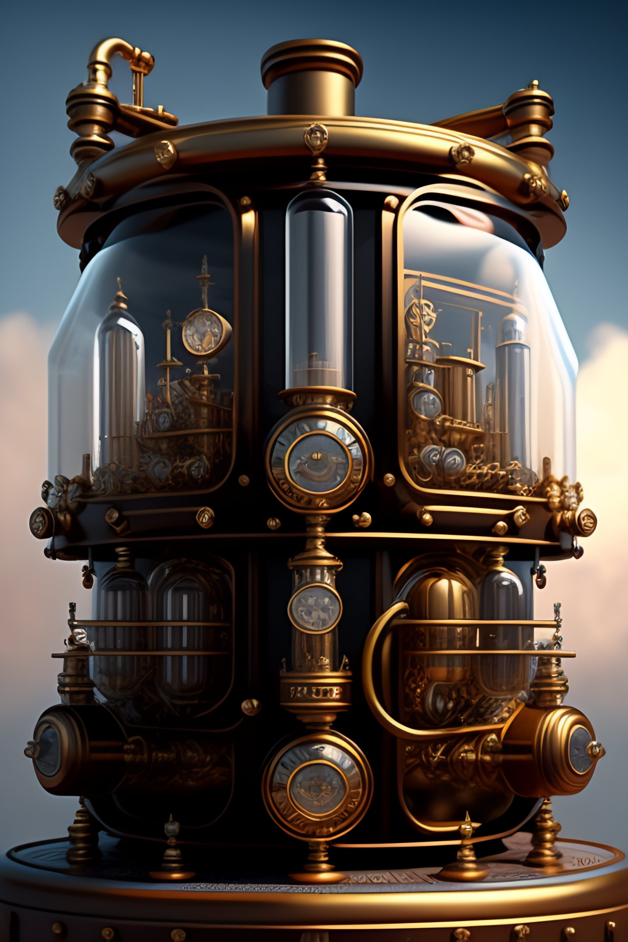 Lexica - A steampunk machine surrounding a glass condensation tube ...