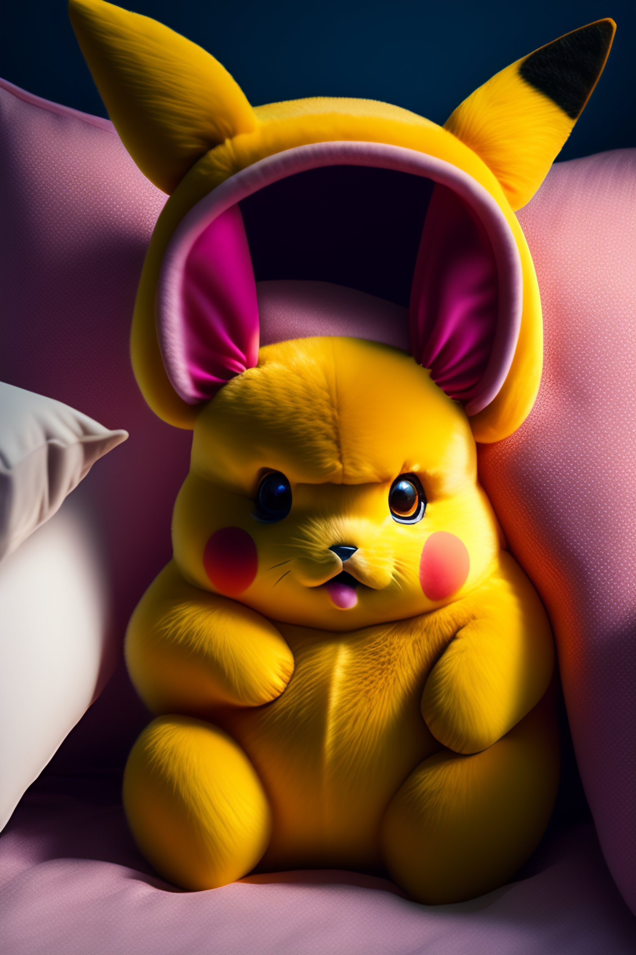 Lexica - Sassy pikachu. comfy pajamas, sleepy. in bed