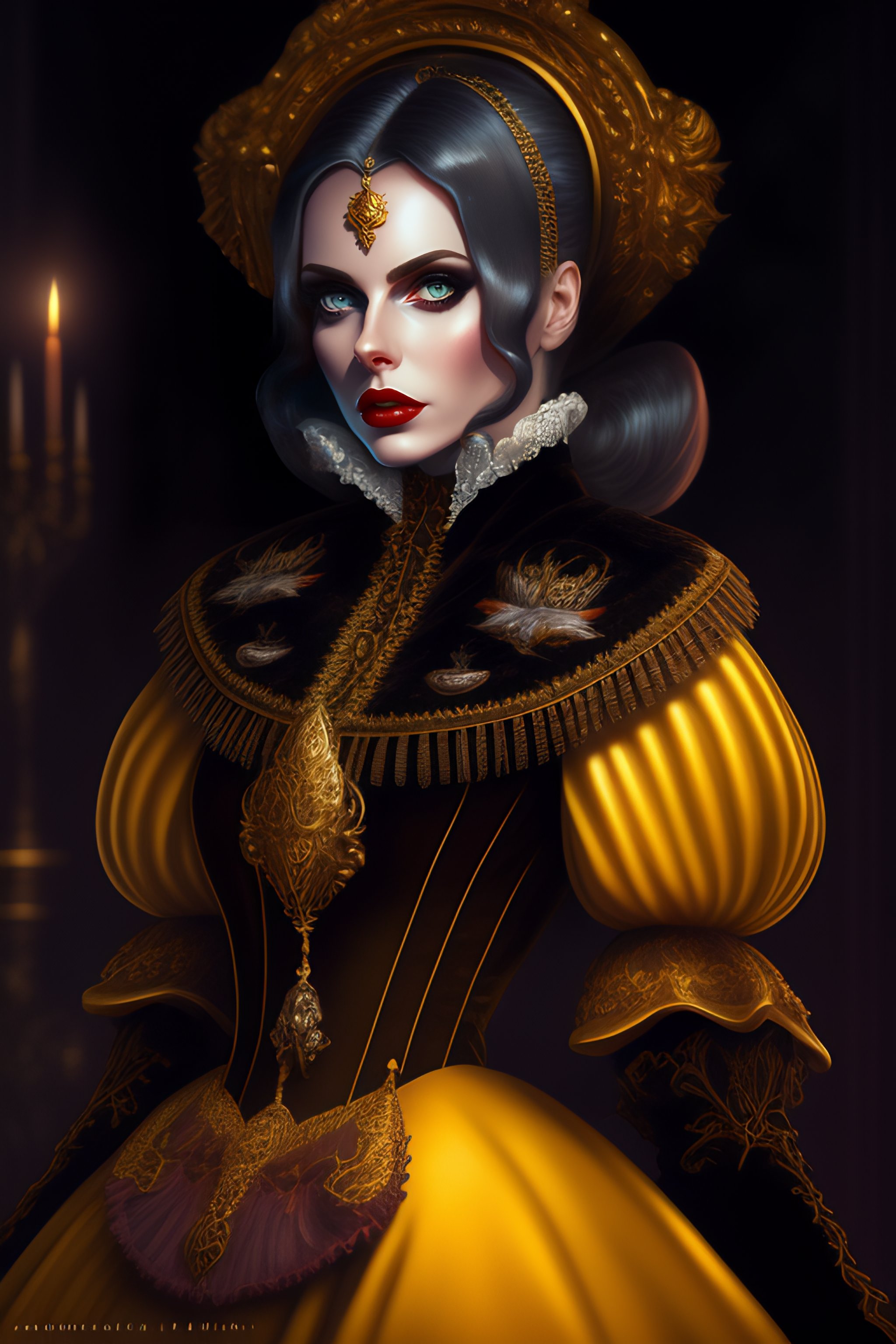 Lexica - Oil paint Illustration , cute vampire with yellow pupils ...