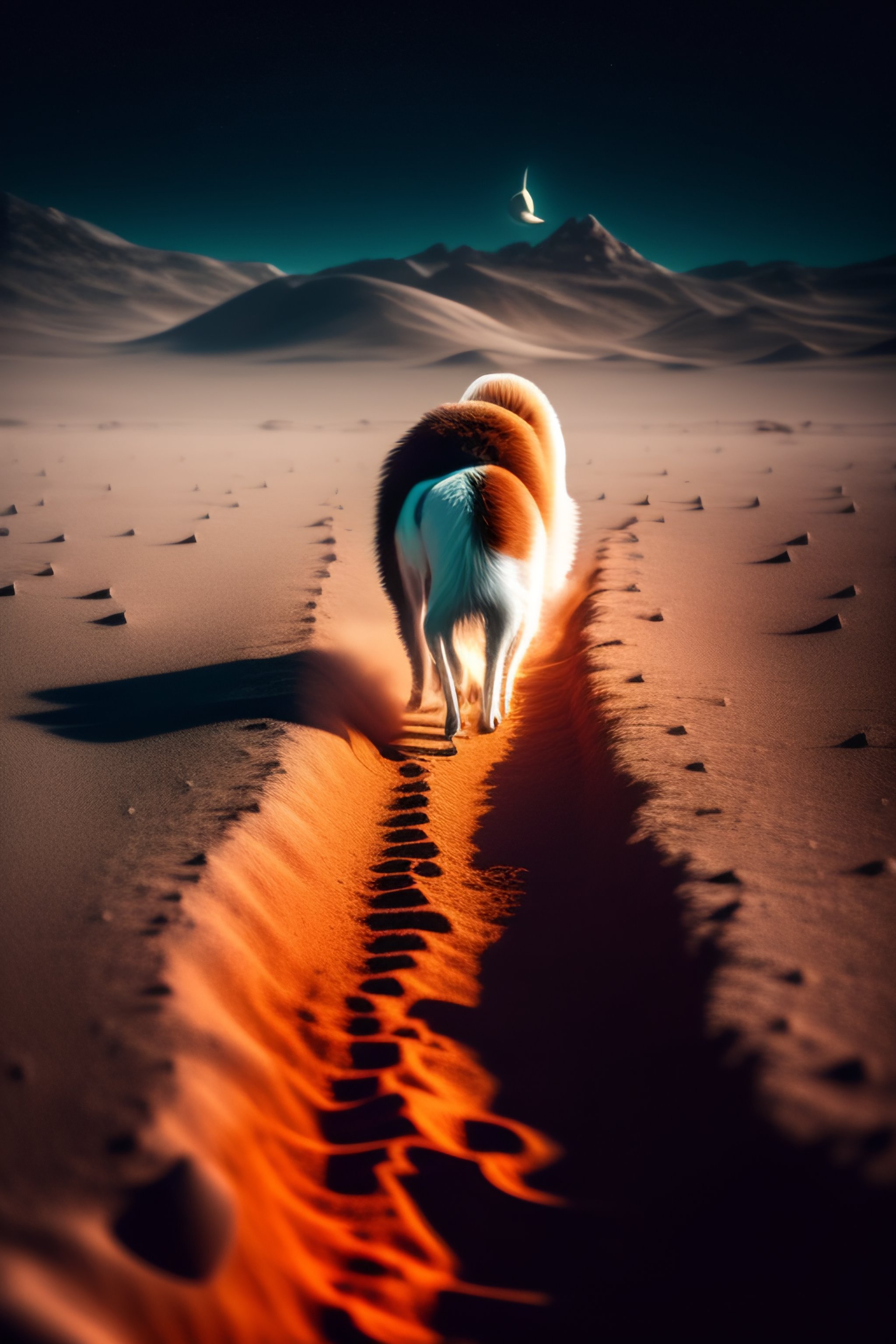 Lexica - A dog walking on the moon